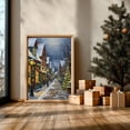 Cozy Winter Village Street Scene, Wall Art, Snowyprint, Vintage Home ...
