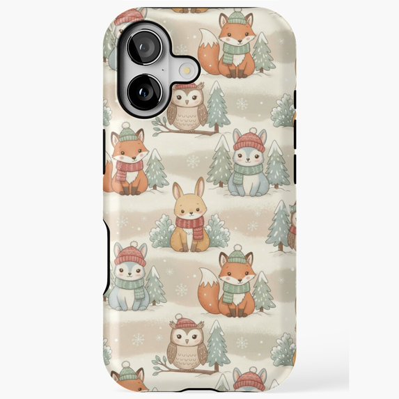 Cozy Winter Woodland Friends Art Phone Case with iPhone 17 to 11 Pro ...
