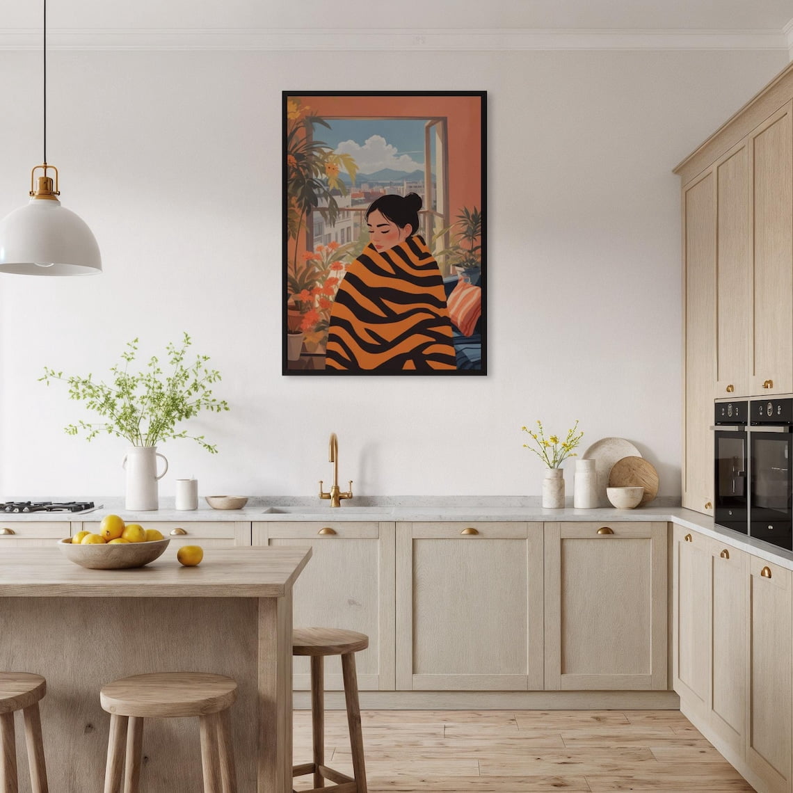 Cozy Woman Interior Wall Art, Minimalist Self Care Decor, Stretched ...