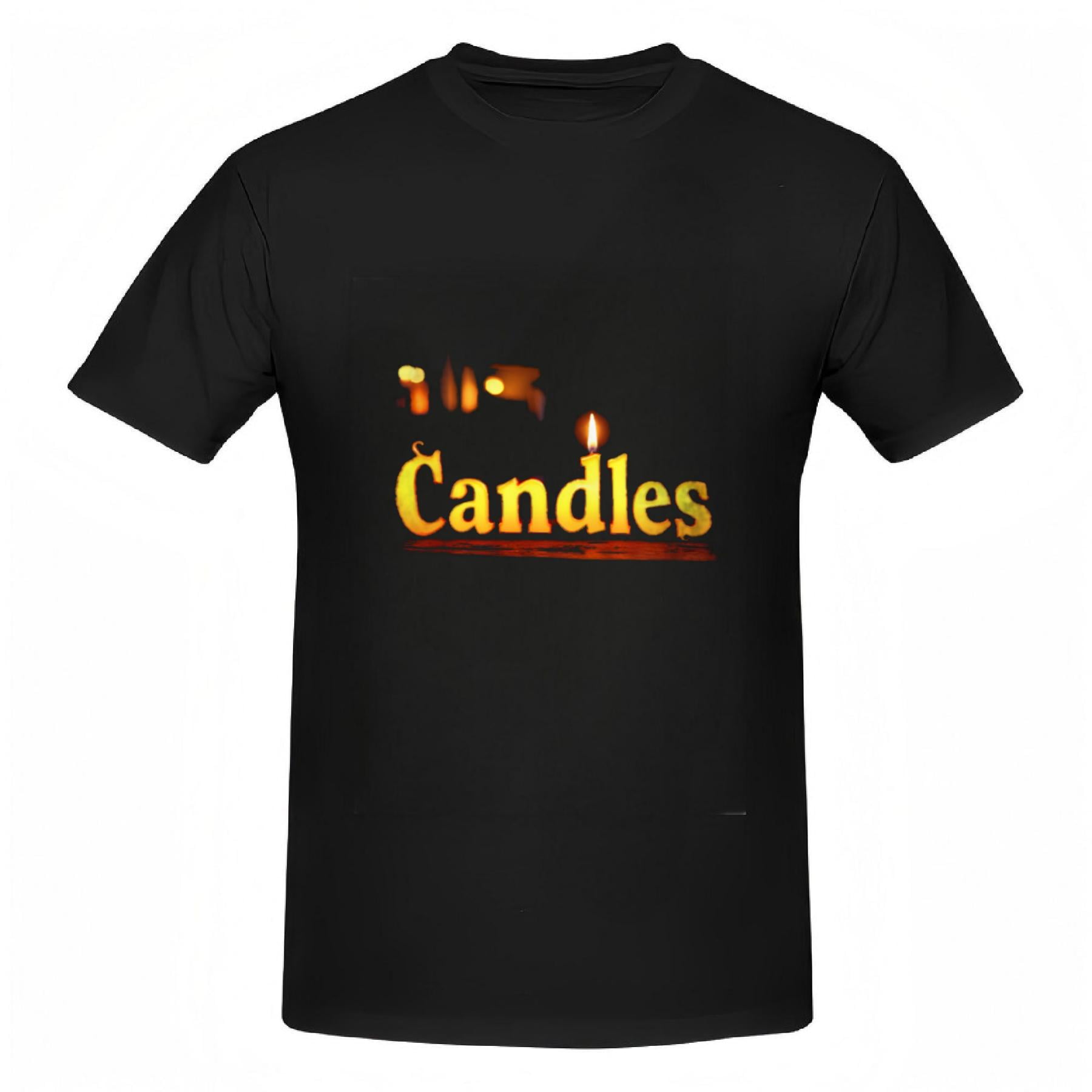 Cozy Women's Cotton Short Sleeve T-Shirt with Bold ' Candles ' Graphic ...