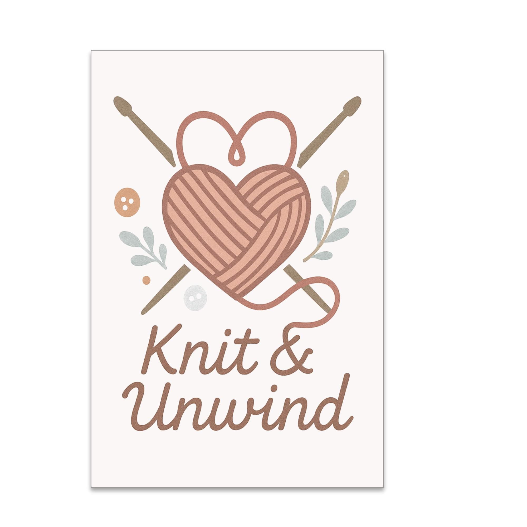Cozy Yarn Heart Wall Decor - Knitting Enthusiast - 13x19 Poster Print ...