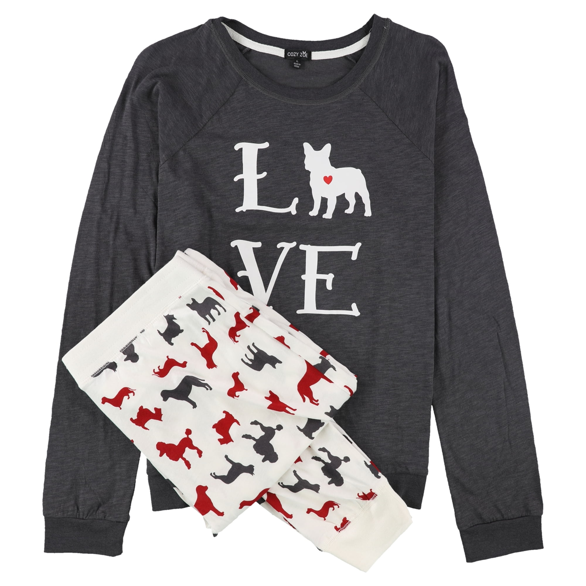 Cozy Zoe Womens Love Dogs Pajama Sleep Set, Multicoloured, Large ...