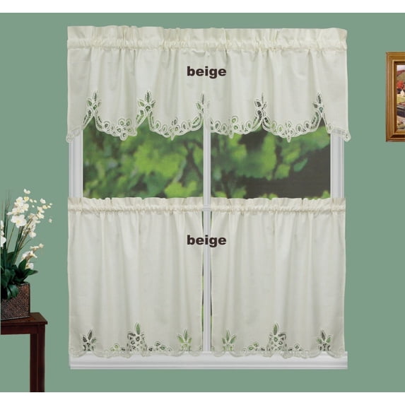 Cozy and Elegance - Battenburg Lace Kitchen Curtain Valance & Tiers (24 ...