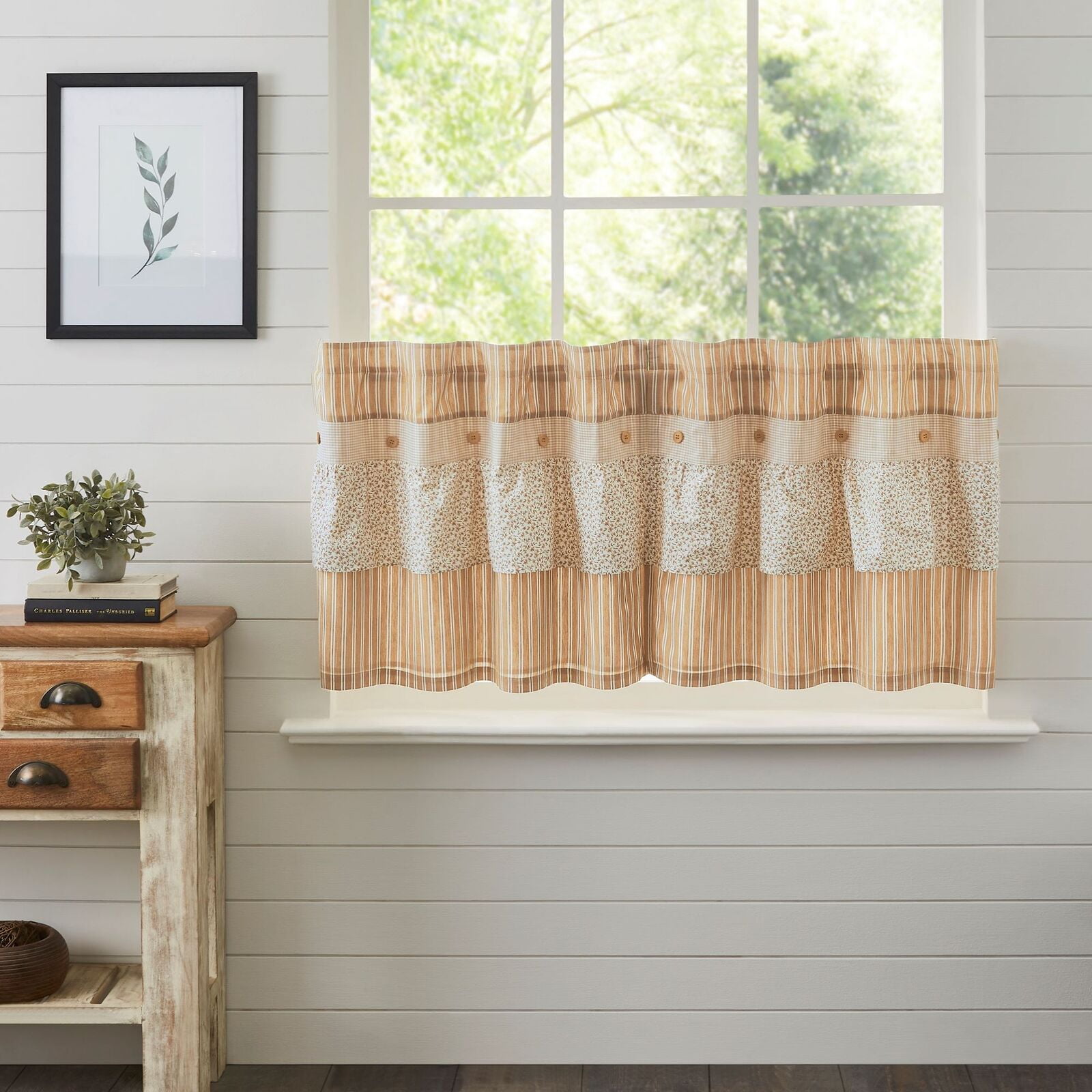 Cozy and Elegance - Farmhouse 24"x36" Tier Pair Yellow Rod Pocket ...