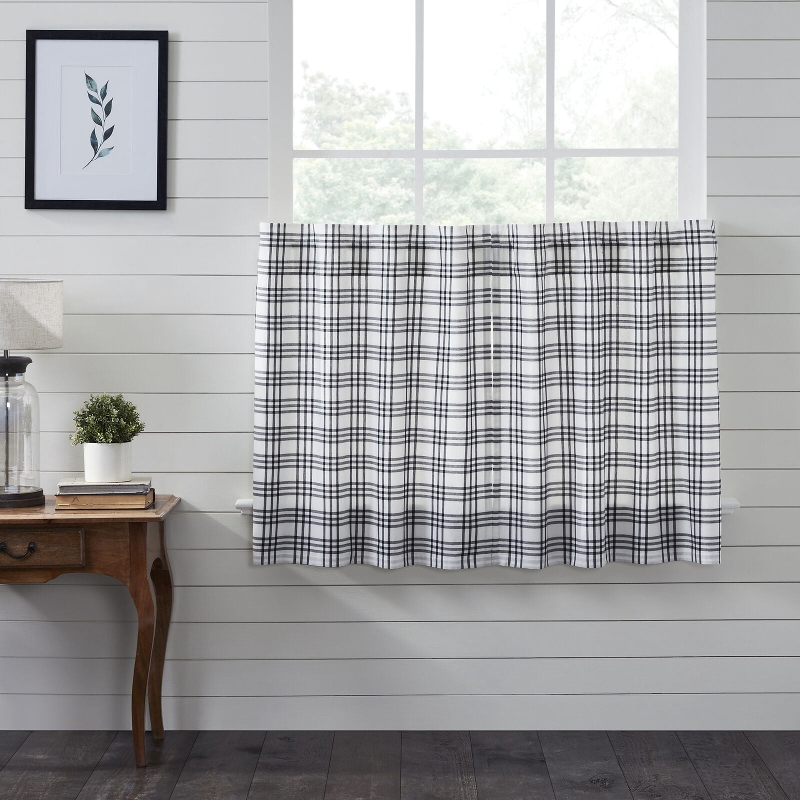 Cozy and Elegance - Farmhouse 36"x36" Tier Pair Black Rod Pocket ...