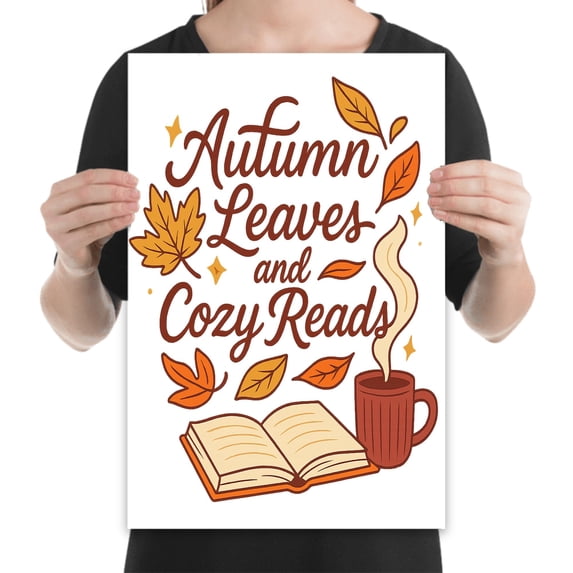 Cozy autumn vibe, 13x19 poster, reading nook decor for book lovers and ...
