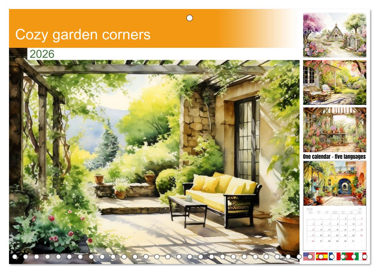 Cozy garden corners (Monthly Wall Calendar 2026 16.5 x 23.4 (open ...