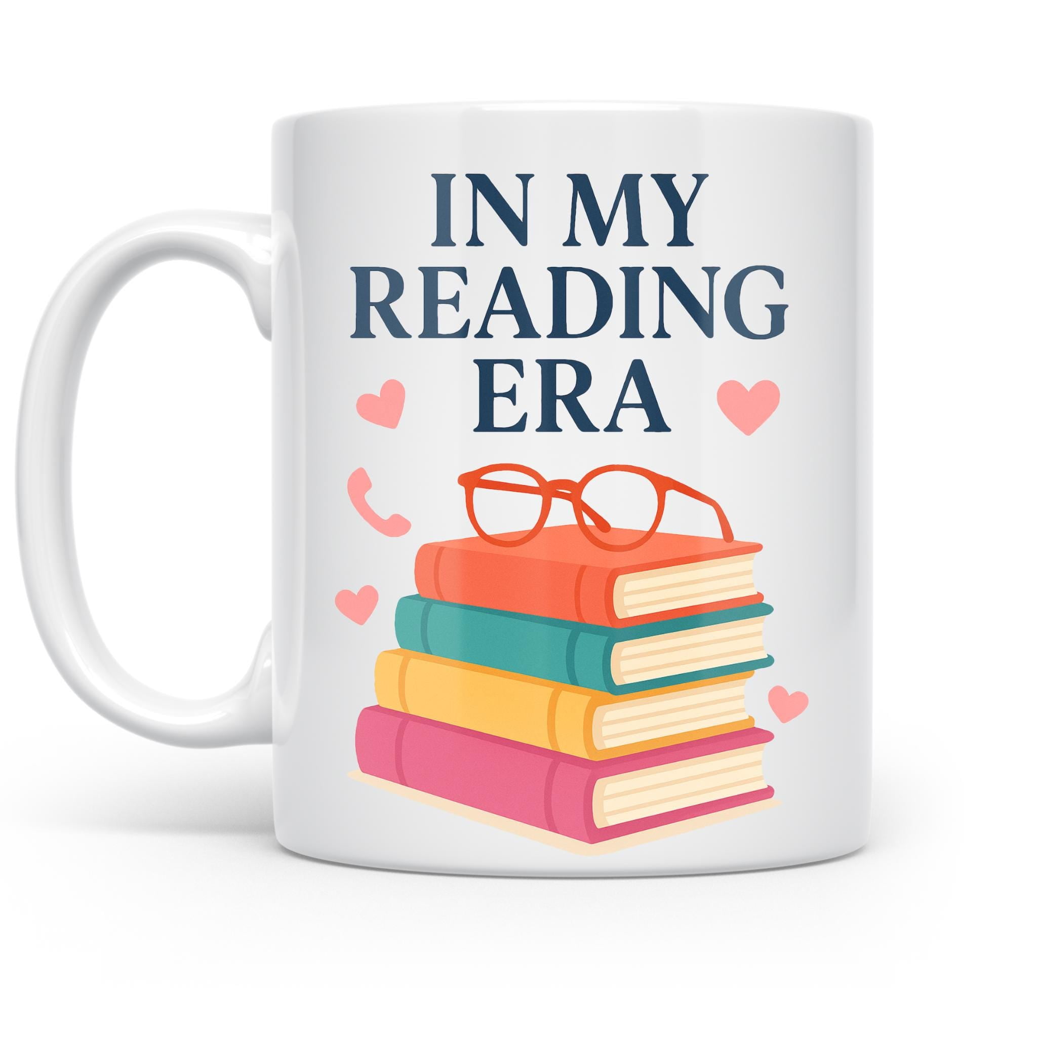 Cozy Reading Era 11 oz Coffee Mug - Pastel Colored Book Stack White ...