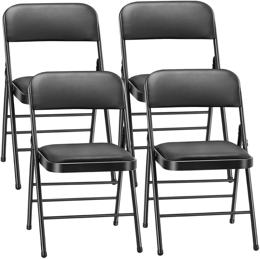 CozyBox 4-Pack Padded Folding Chairs with Steel Frame – Ideal for ...