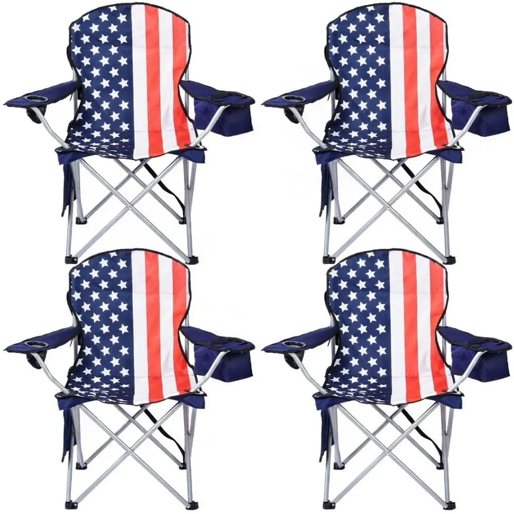 CozyBox 4 Pack Premium Portable Folding Chairs with Can Cooler and ...