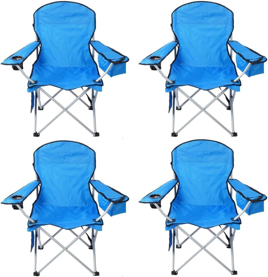 CozyBox Pack of 4 Portable Lawn Chairs, with Built-in Can Cooler ...