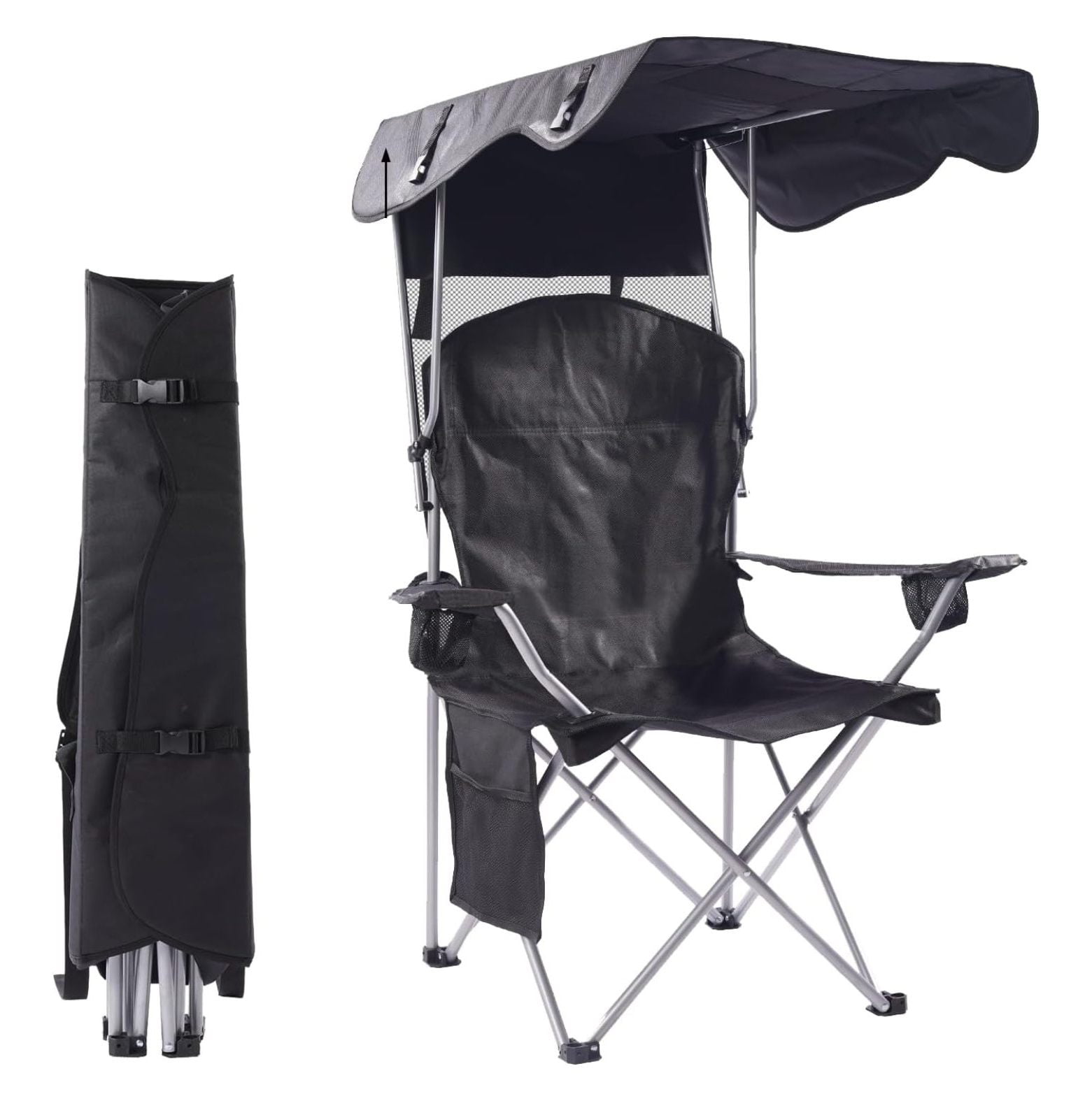 CozyBox Portable Folding Camping Chairs with Canopy Shade, Beach Chair ...