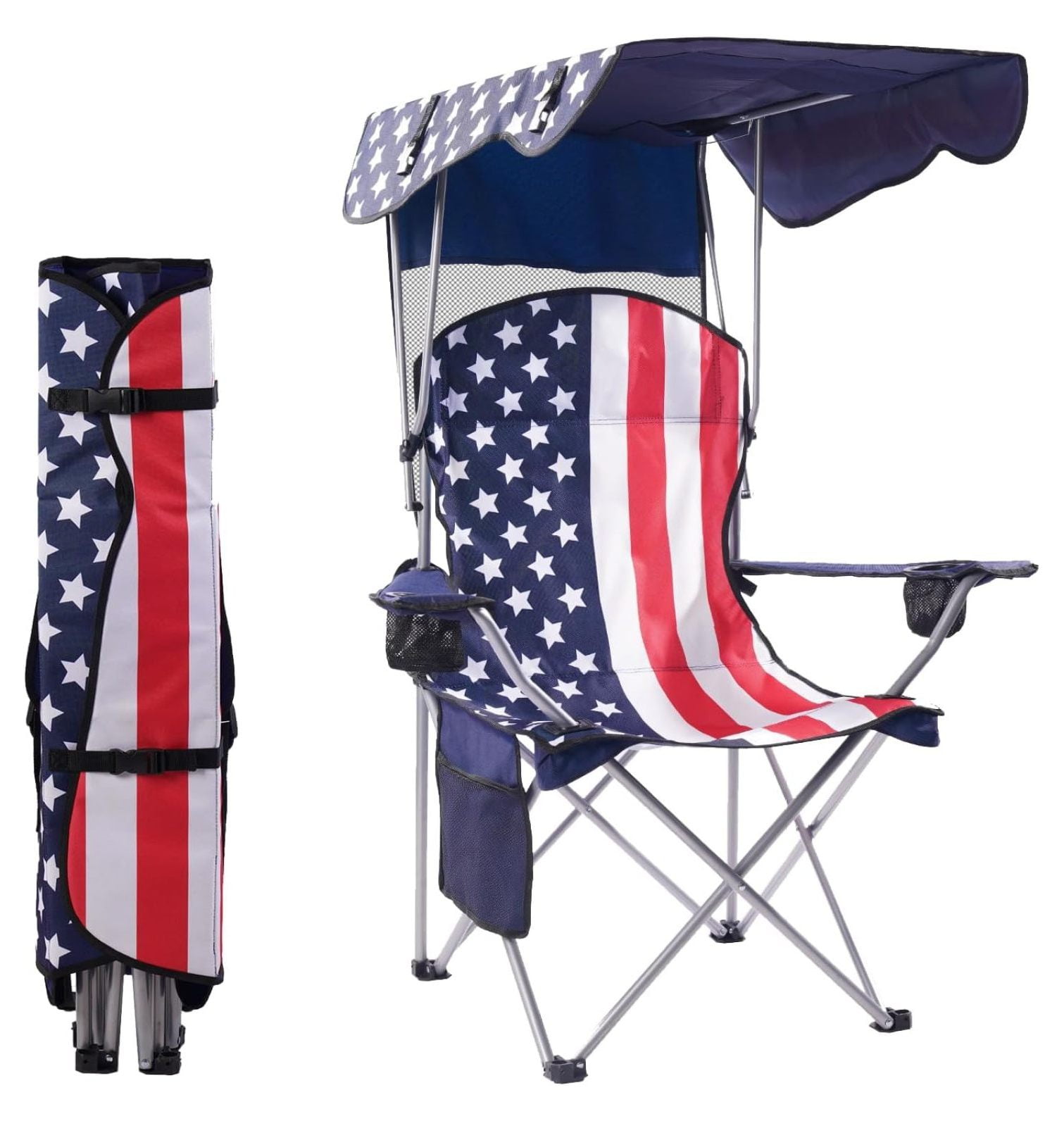 CozyBox Portable Folding Camping Chairs with Canopy Shade, Beach Chair ...