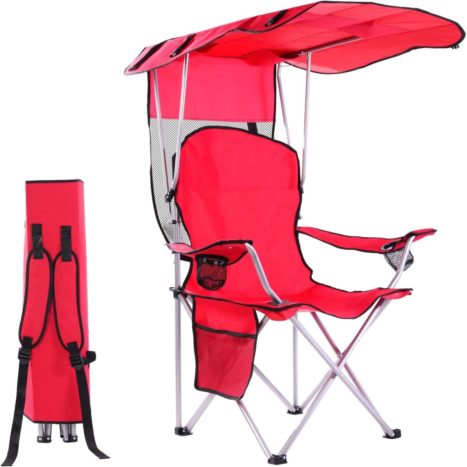 CozyBox Portable Folding Camping Chairs with Canopy Shade, Beach Chair ...