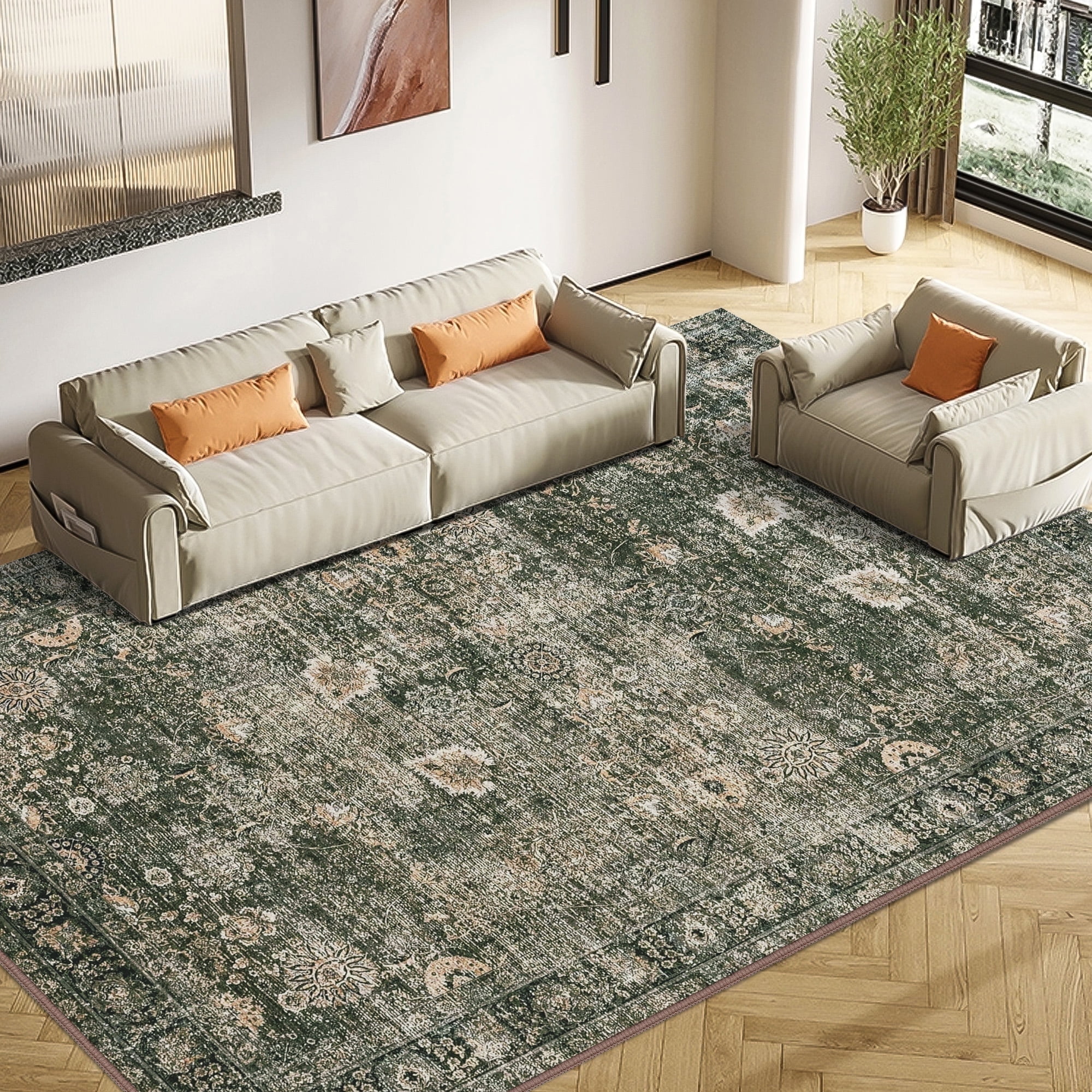 CozyDesg 5'x8' Area Rugs for Living Room,Washable Persian Vintage ...