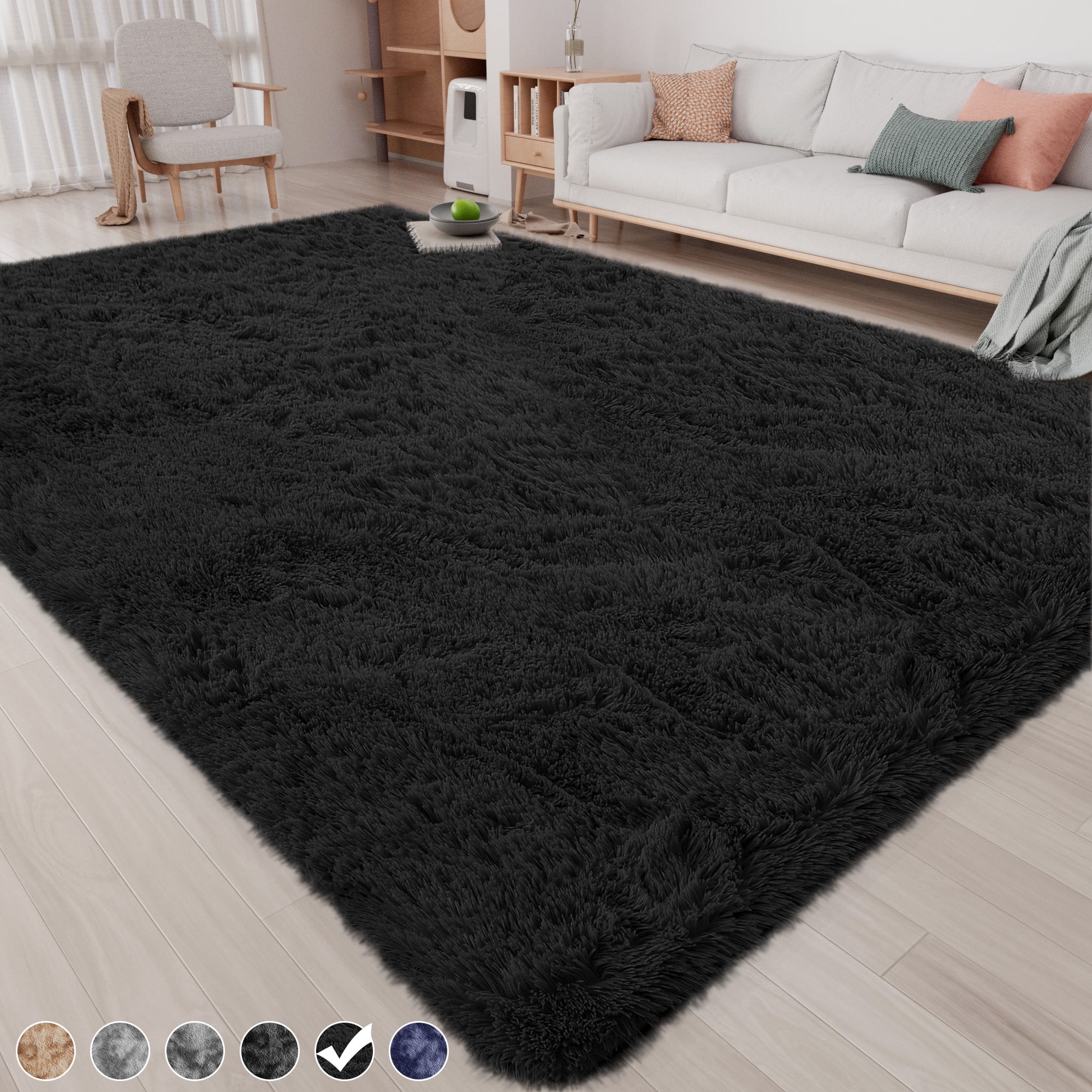 CozyDesg 8'x10' Soft Fluffy Area Rug - Shaggy Velvet for Comfort, Easy ...