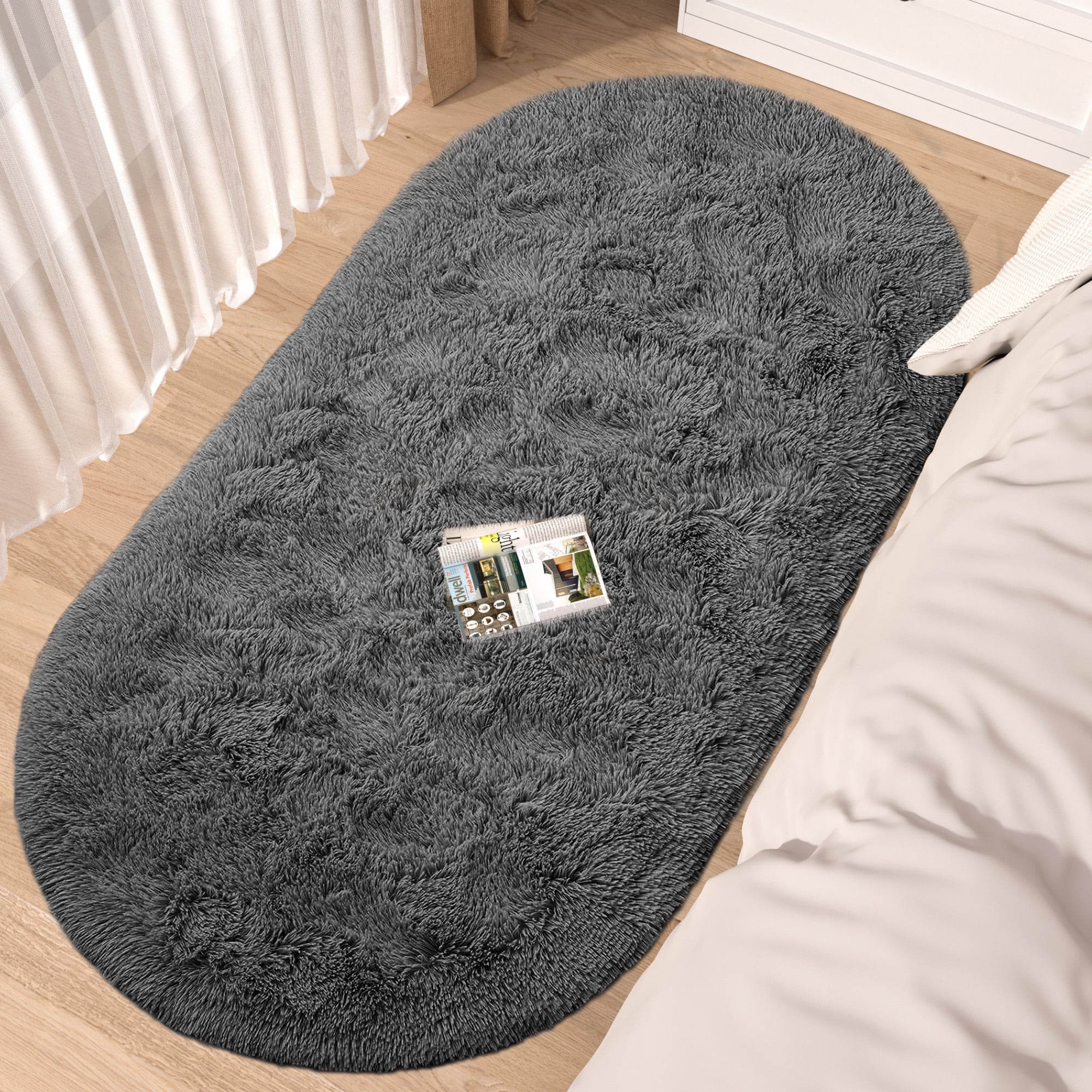 CozyDesg Oval Area Rugs,Ultra Soft Modern Throw Rugs for Bedroom，Small ...