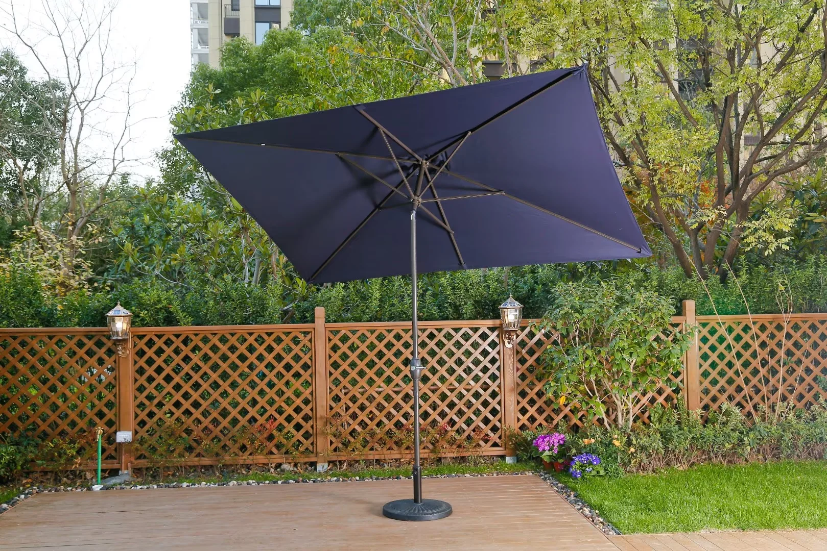 CozyHom 10*6.5 ft Outdoor Patio Rectangle Beach Umbrella with Stand ...