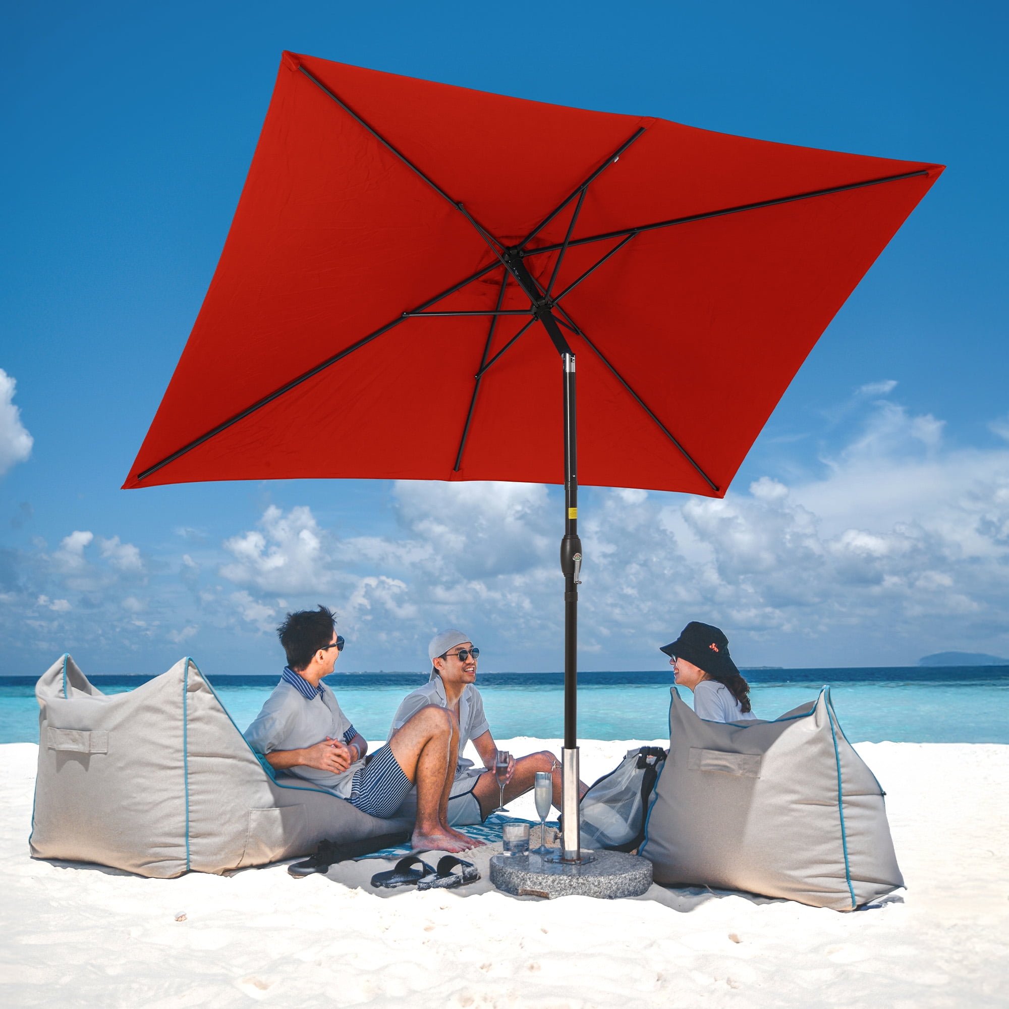 CozyHom 10*6.5 ft Outdoor Patio Rectangle Beach Umbrella, Square Pool ...