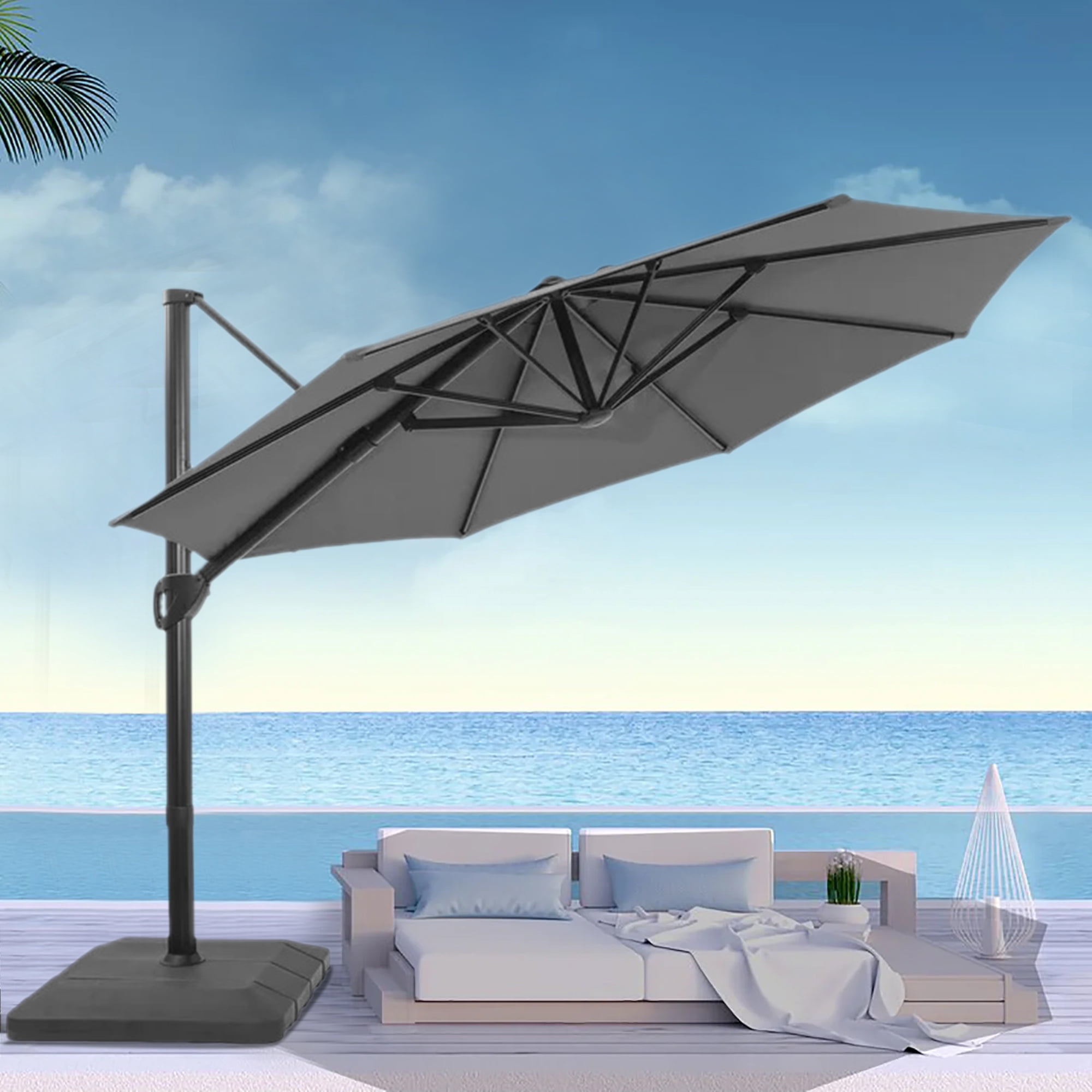 CozyHom 11 FT Offset Hanging Outdoor Market Patio Umbrella, Cantilever ...