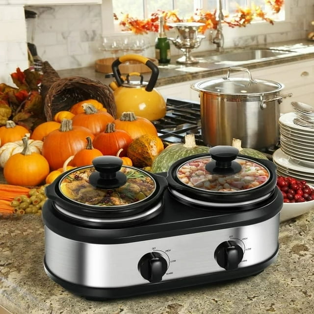 CozyHom 2.5QT Dual Pot Slow Cooker Electric Food Warmer With Adjustable ...