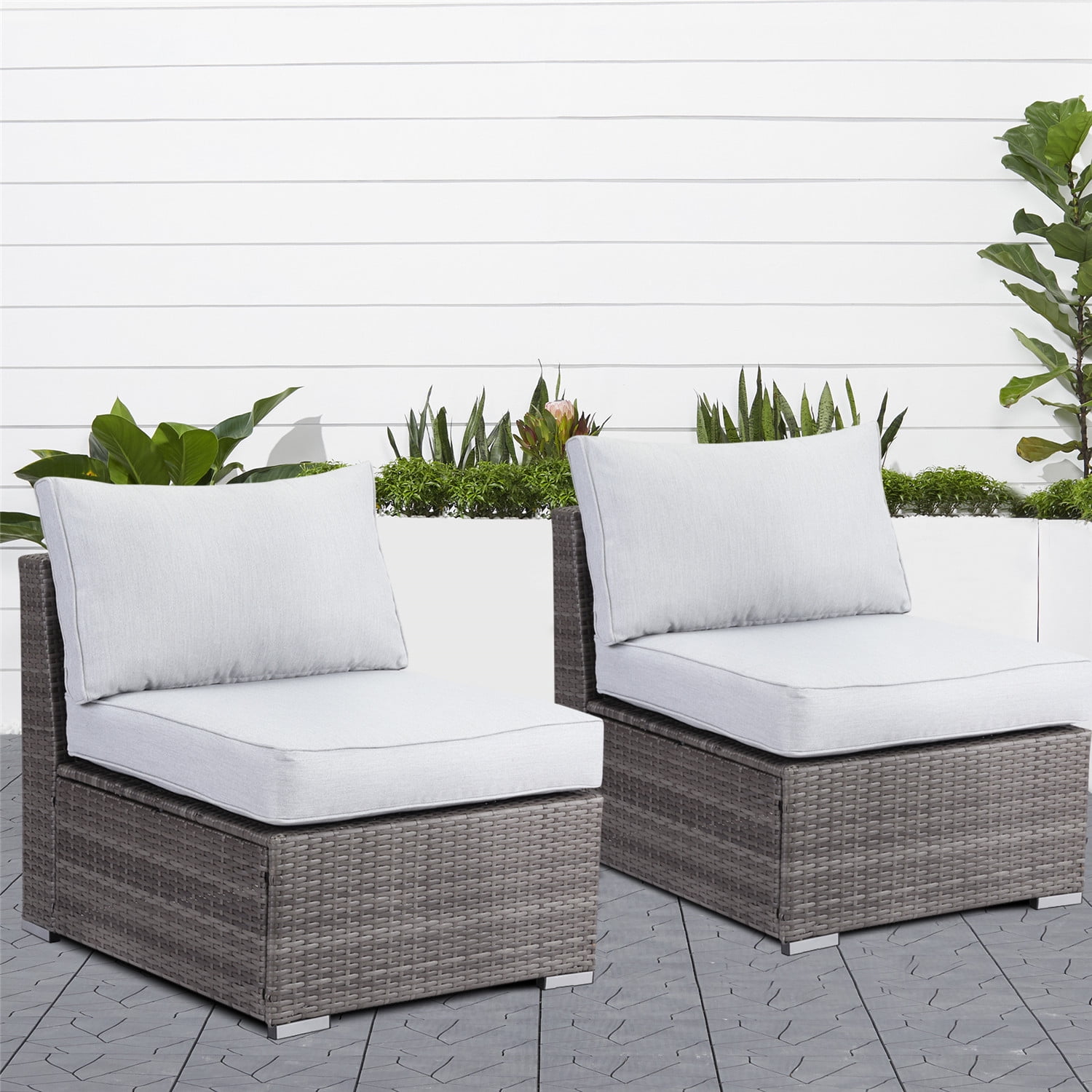 CozyHom 2 Piece Outdoor Indoor Patio Furniture Sets, Armless Patio ...
