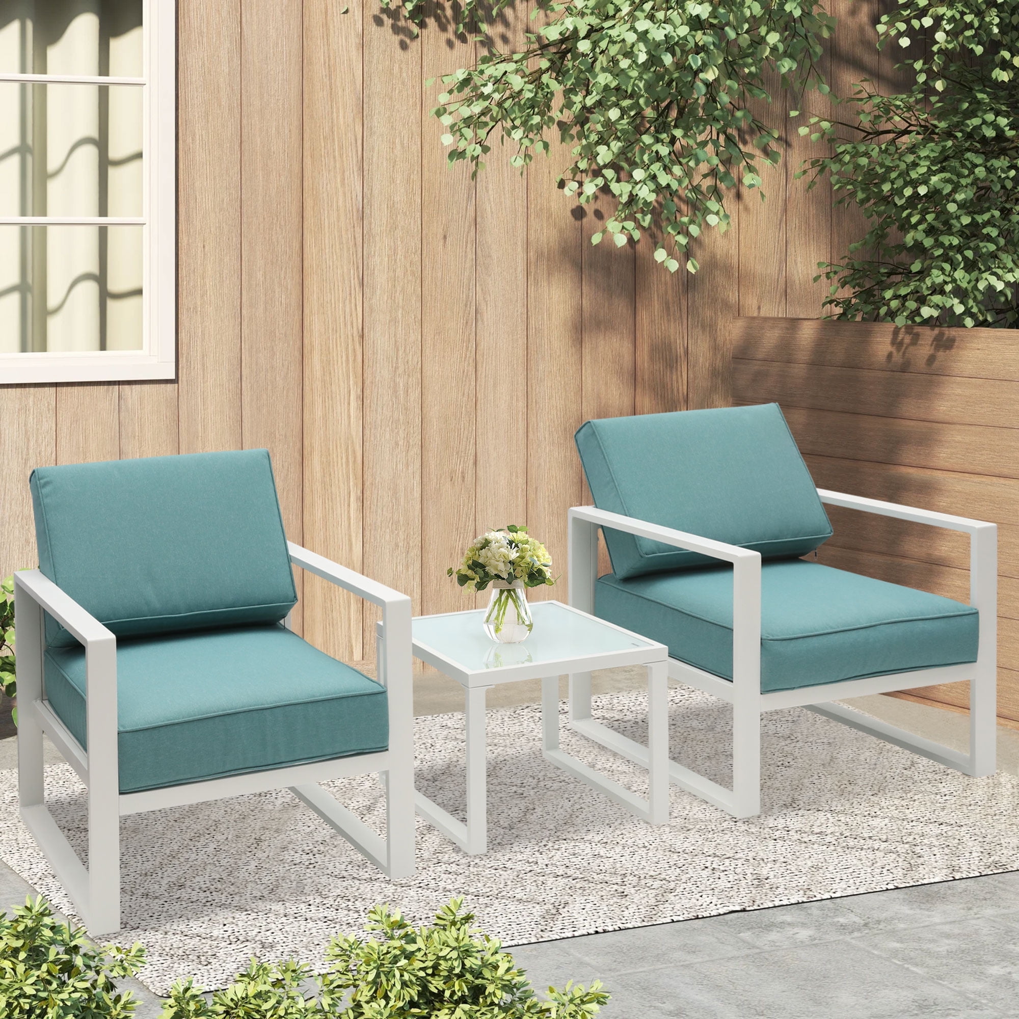 CozyHom 3-piece Outdoor Aluminum Patio Chairs Furniture Sets ...