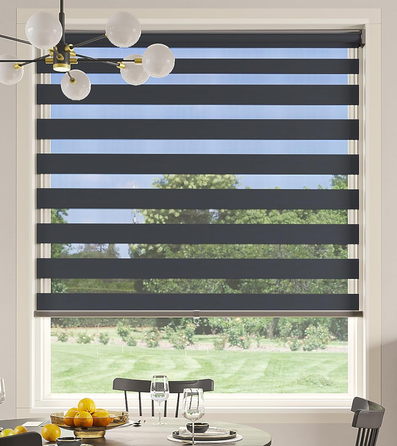 CozyHom Cordless Zebra Blinds for Windows, 70" W x 72" H Living Room Zebra Roller Shades Blinds ...