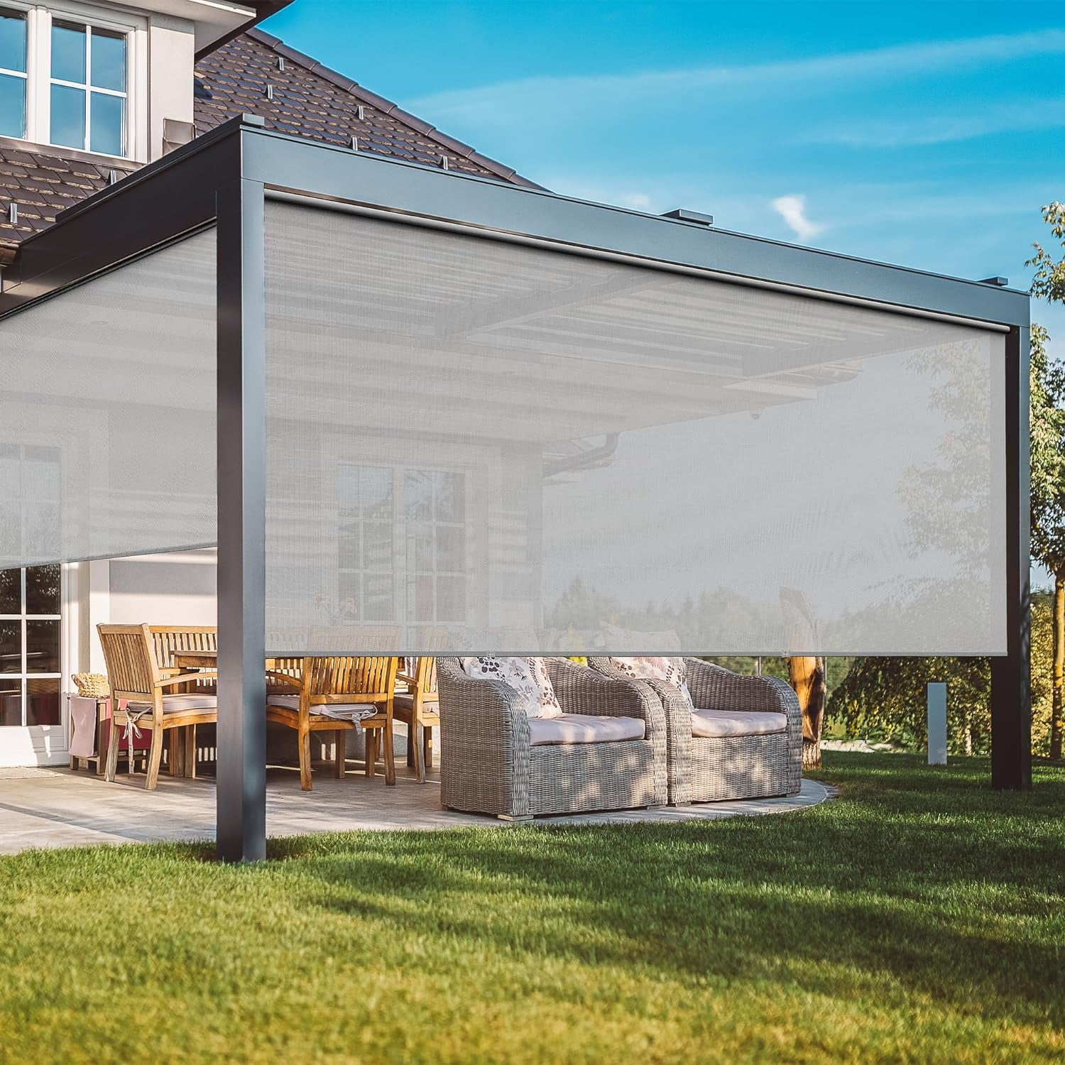 CozyHom Roller Shades 420GSM 95 Blackout Cordless 6 Wx6 H Waterproof for Outdoor Indoor Grey Walmart