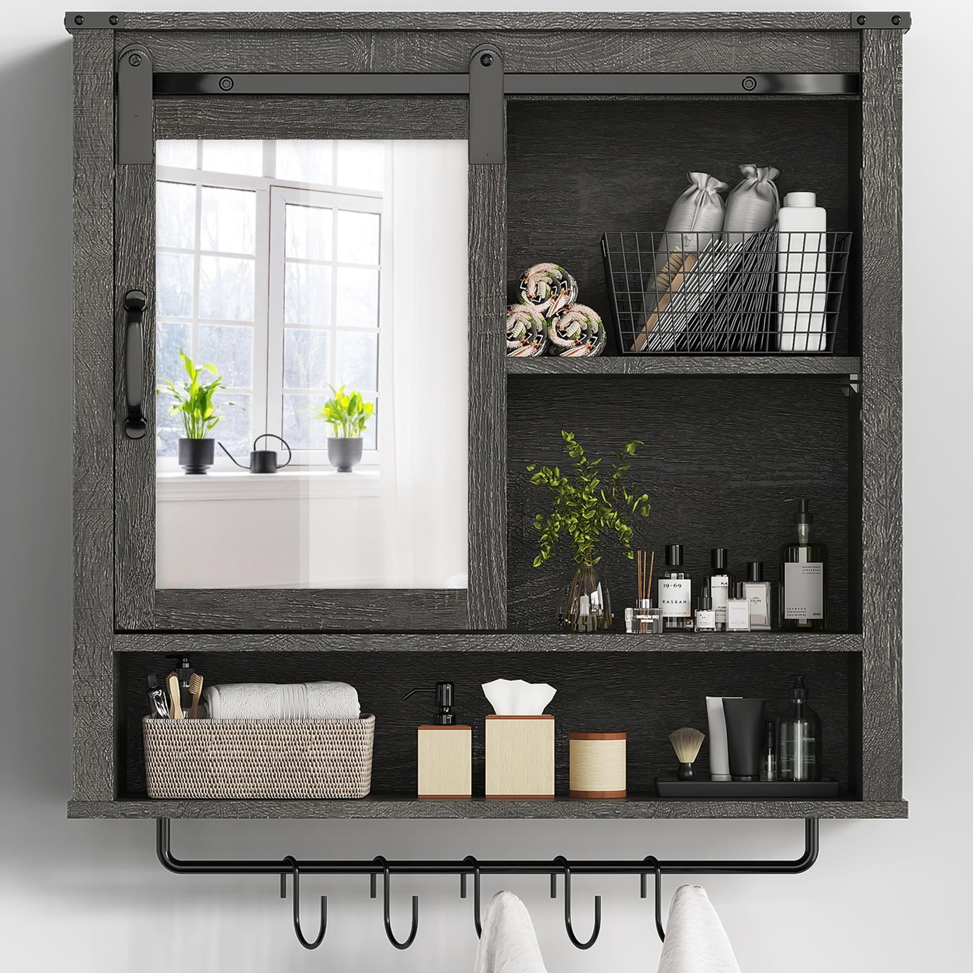 CozyHome 28in Bathroom Cabinet Wall Mount with Sliding Mirror Door ...