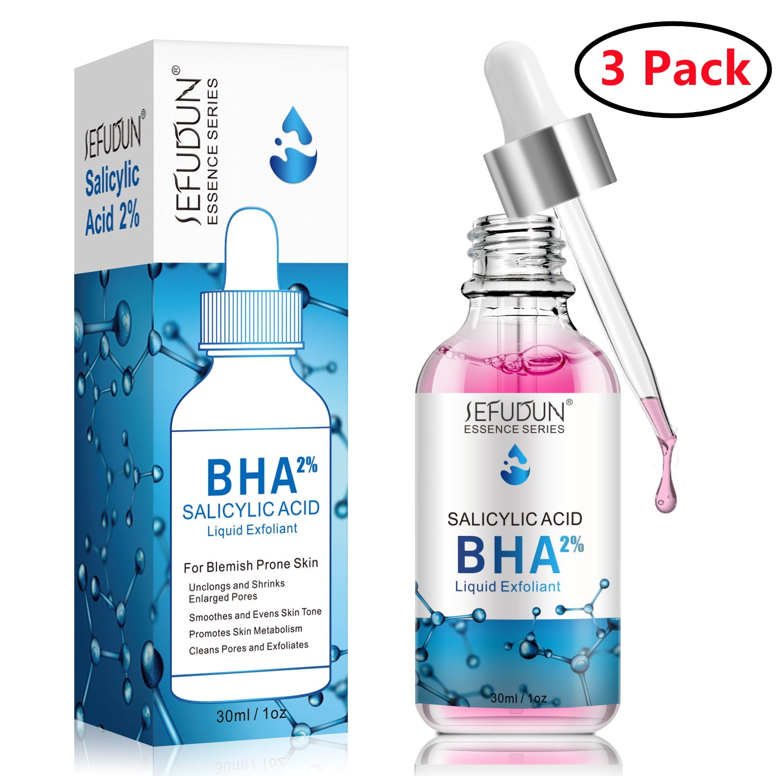 CozyHome 3 Pack BHA Liquid Exfoliant 2%, Leave-on Face & Skin Care ...