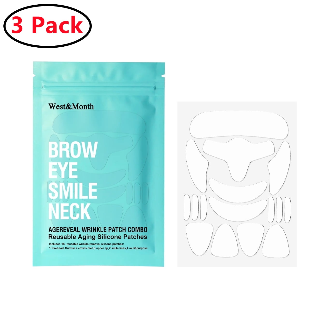 CozyHome 3 Pack Face Forehead Wrinkle Patches Mask for Face Wrinkles ...