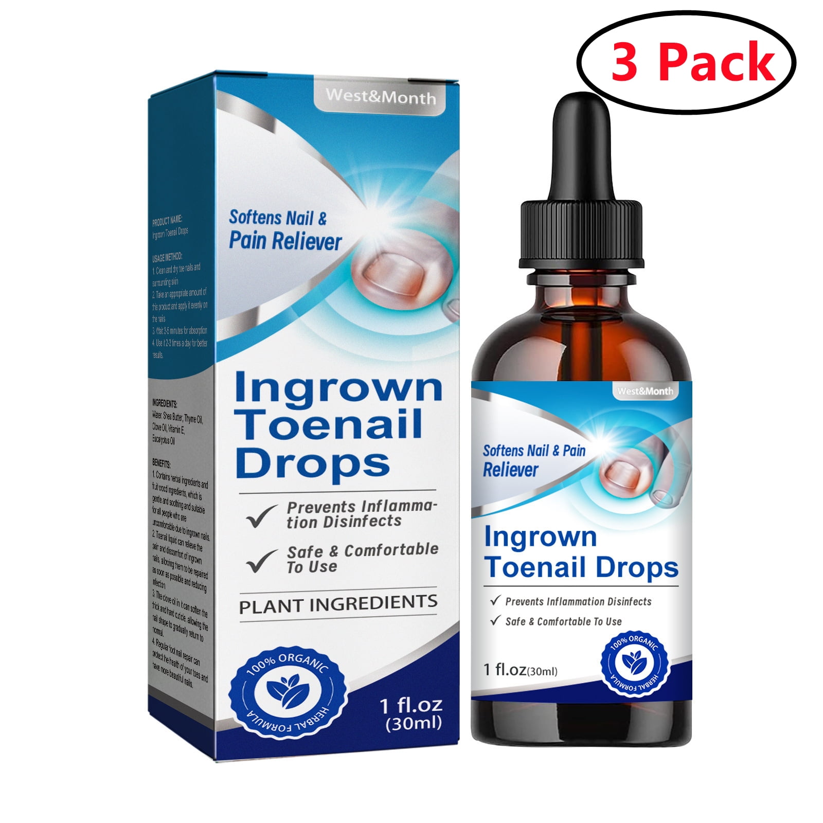 CozyHome 3 Pack Ingrown Toenail Treatment - Ingrown Toenail Pain ...