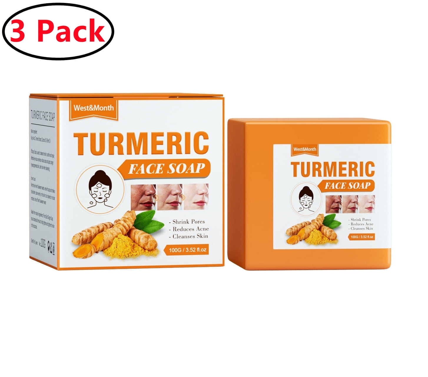 CozyHome 3 Pack Soap for Dark Spots, Turmeric Soap for Face and Body ...