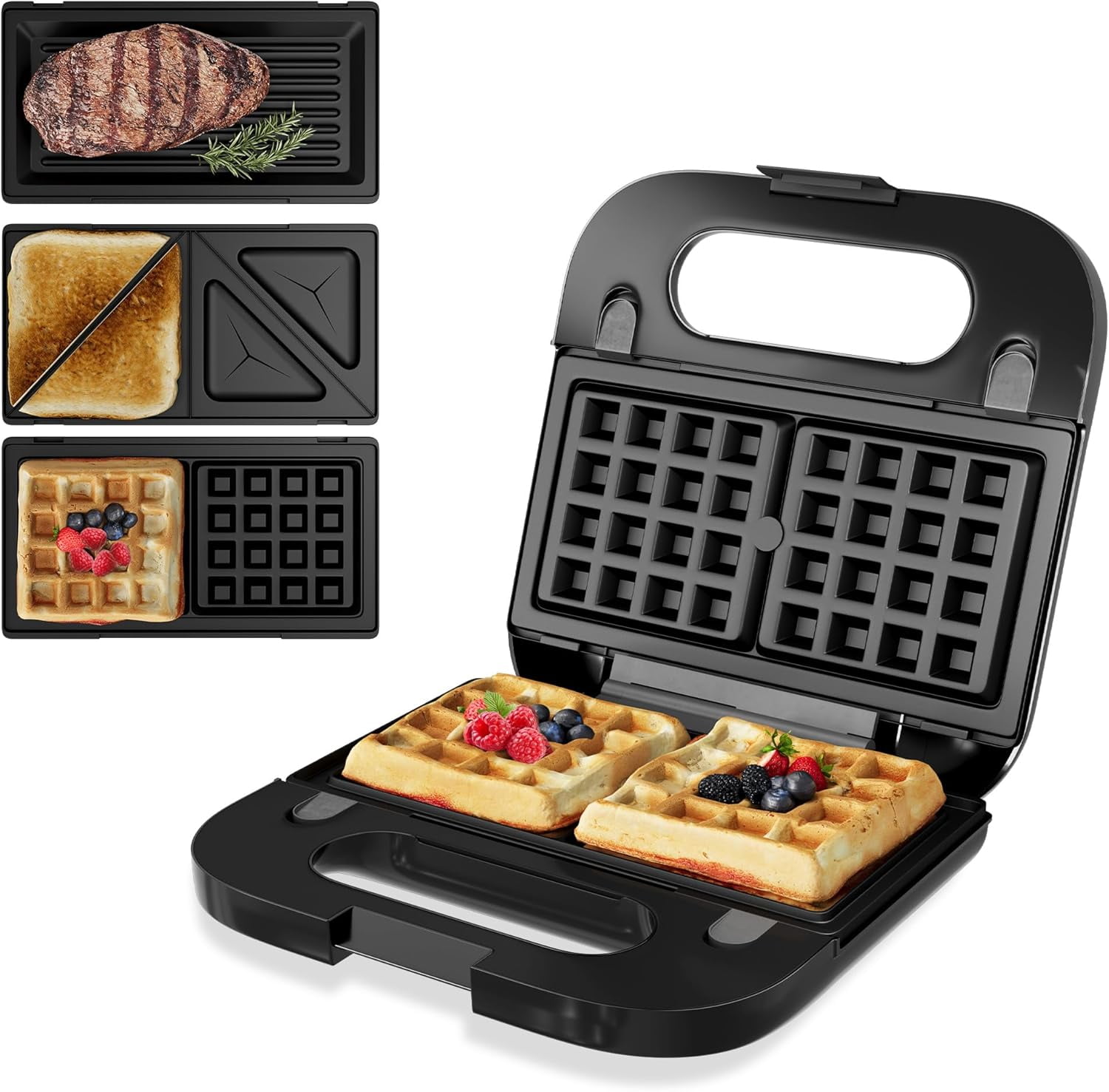 CozyHome Waffle Iron, Panini Press Grill and Sandwich Maker Set, 3 in 1 ...