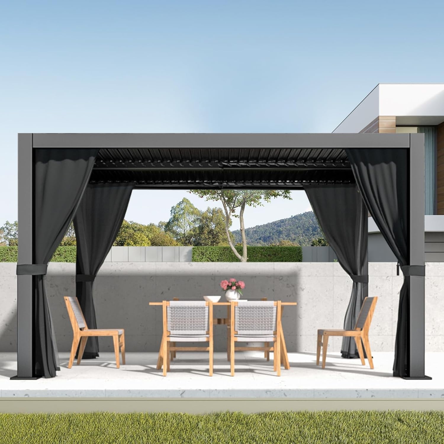 CozyHomet 10' x 13' Outdoor Adjustable Louvered Pergola, Aluminum ...