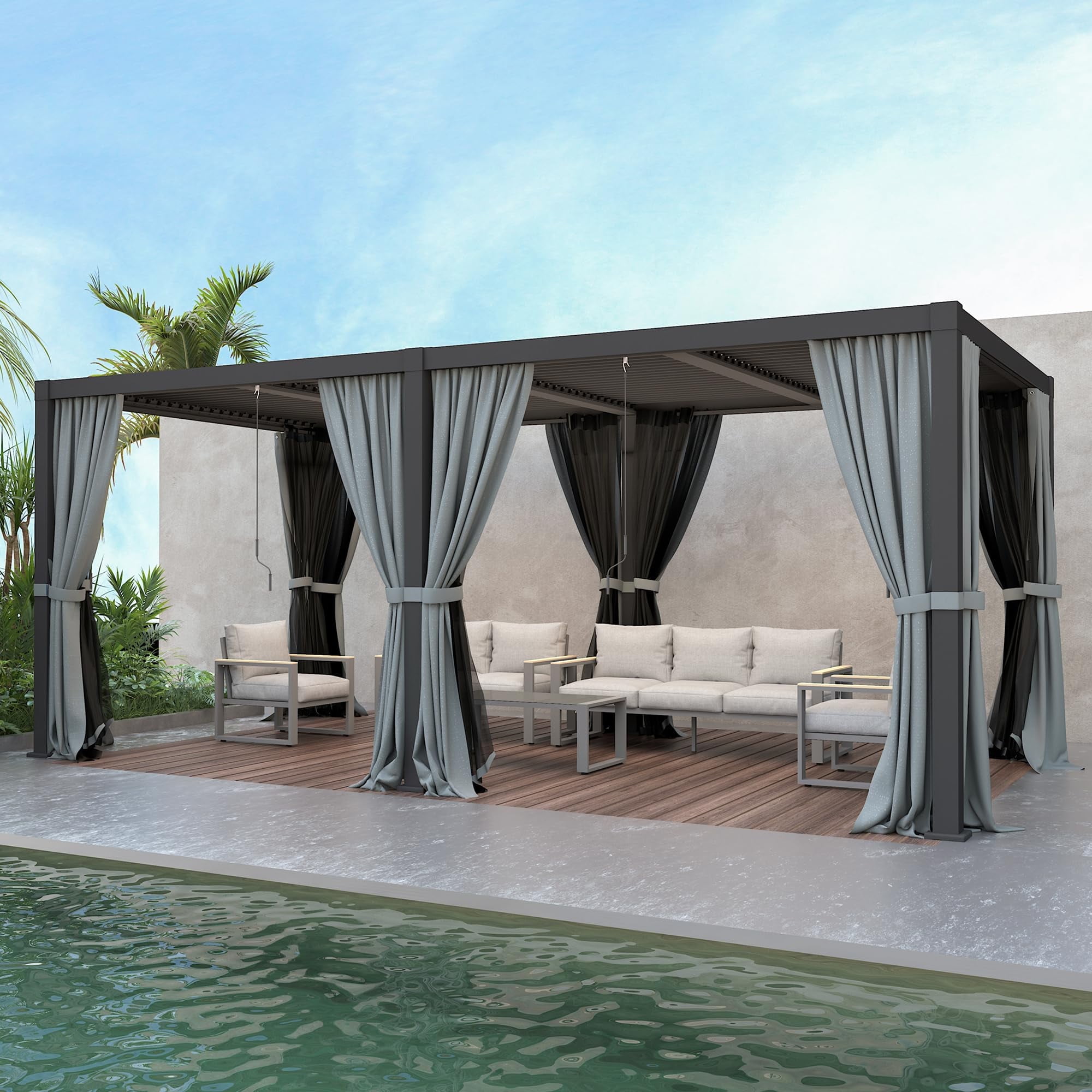 CozyHomet 10'x20' Adjustable Louvered Pergola, Heavy-Duty Aluminum ...