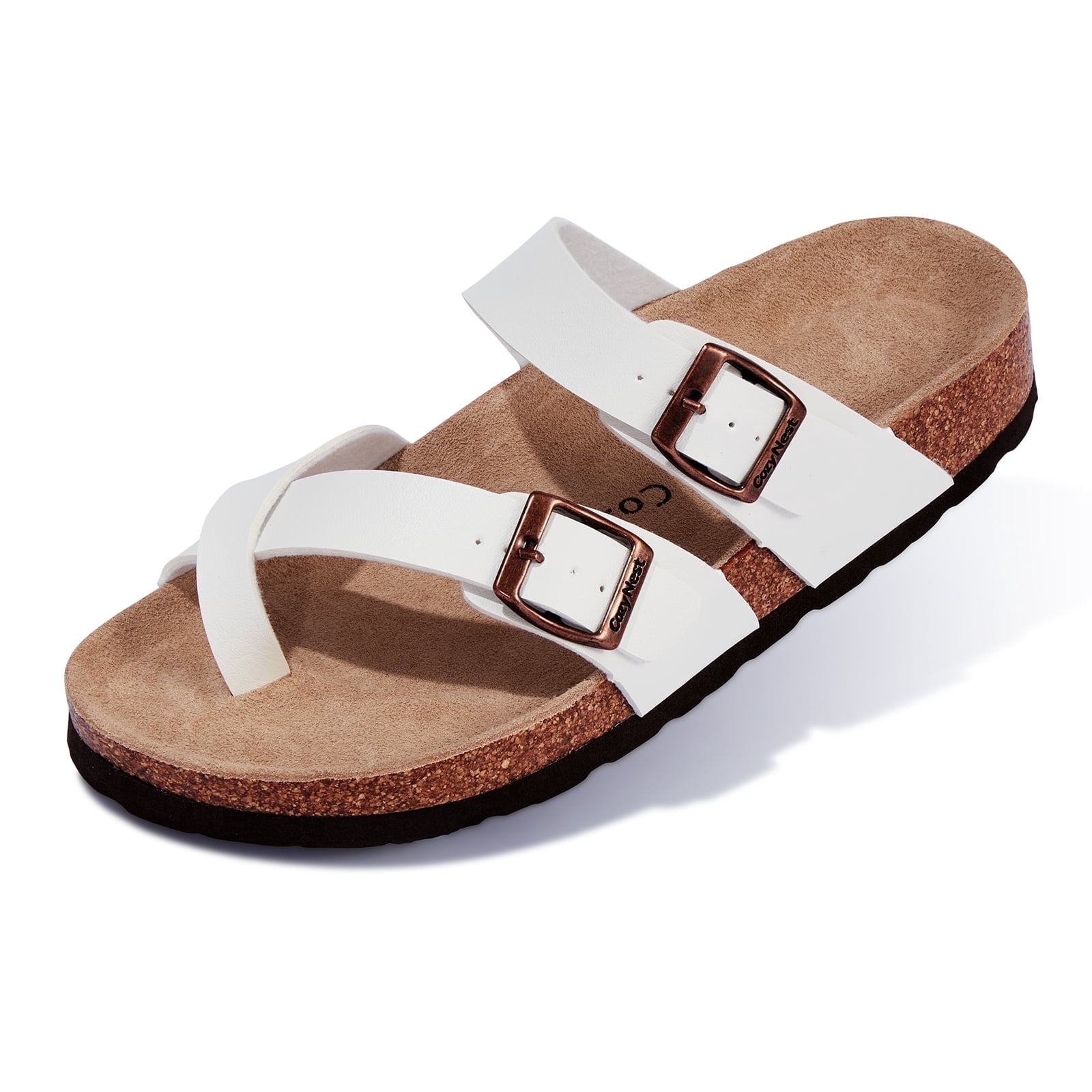 CozyNest GLOW Adjustable Slide Sandals for Women and Men Cork Footed ...
