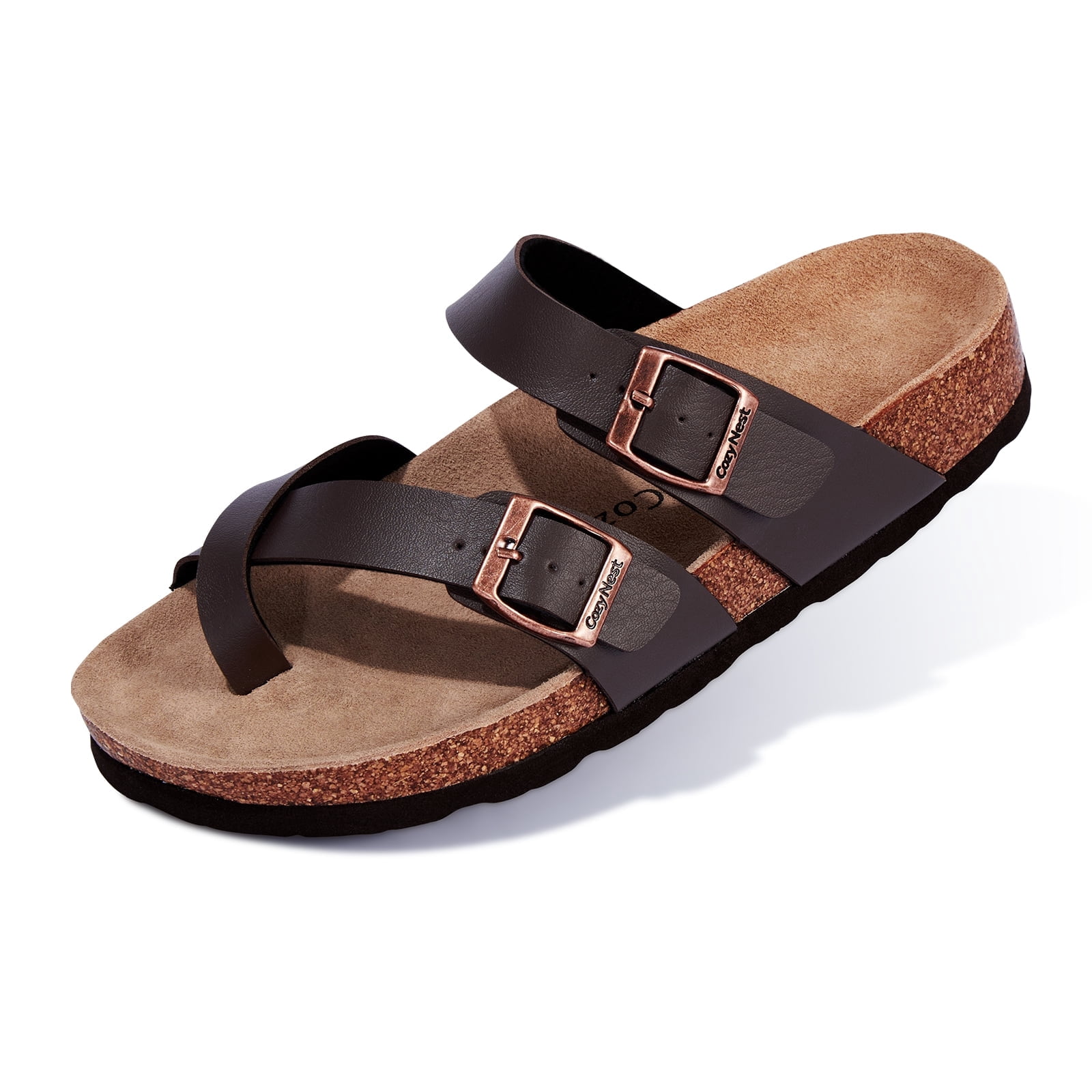 CozyNest GLOW Adjustable Slide Sandals for Women and Men Cork Footed ...