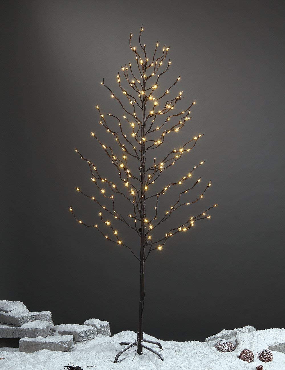 CozyNestFinds 5FT 200L Lighted Star Light Tree,Warm White, Brown Branch ...
