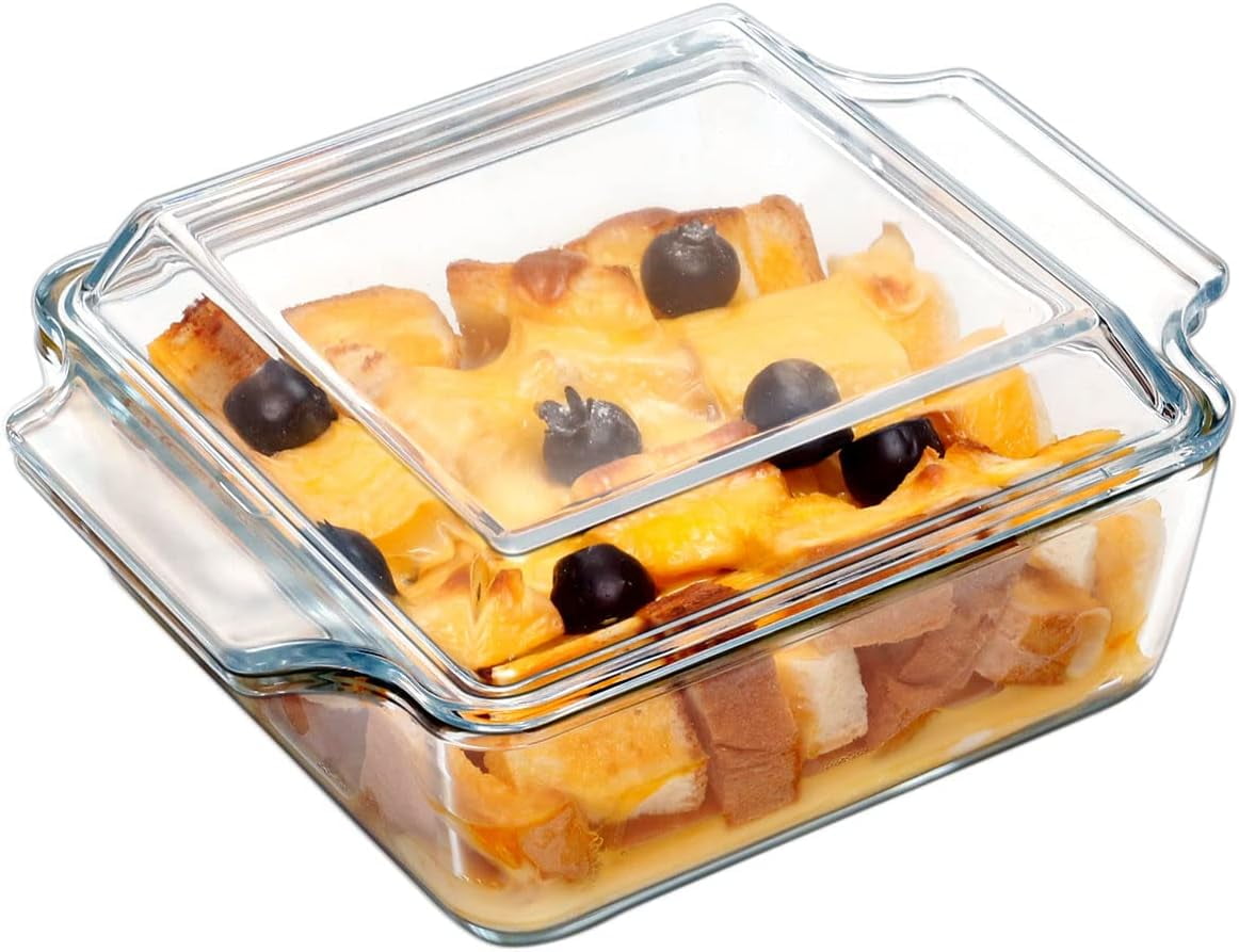 CozyNestFinds 6x6 Inches Square Glass Casserole Dish With Glass Lid ...