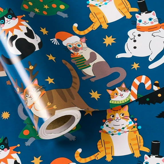 CozyNestFinds Cat Christmas Wrapping Paper Mini Roll, Funny Cats in ...