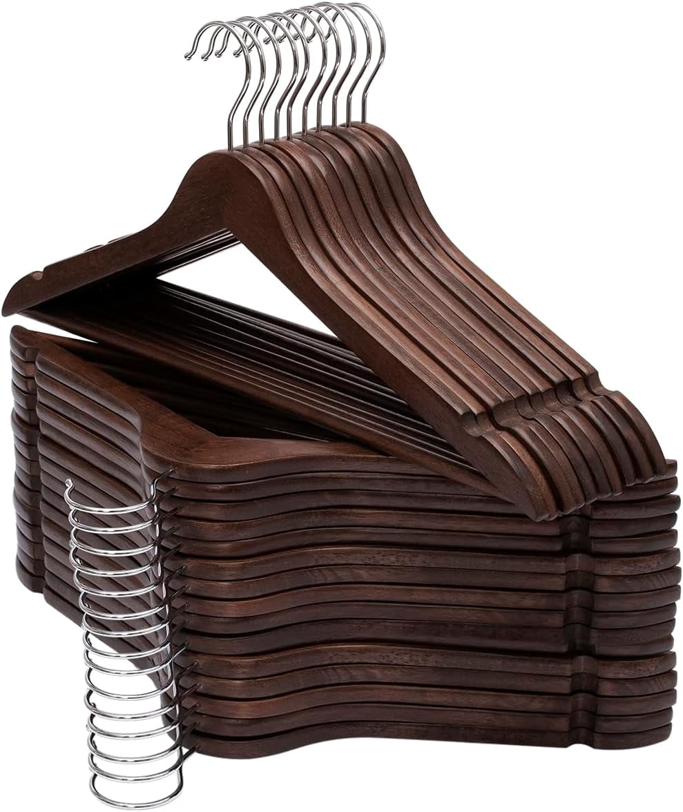CozyNestFinds Solid Wooden Hangers 30 Pack, Wood Suit Hangers with ...