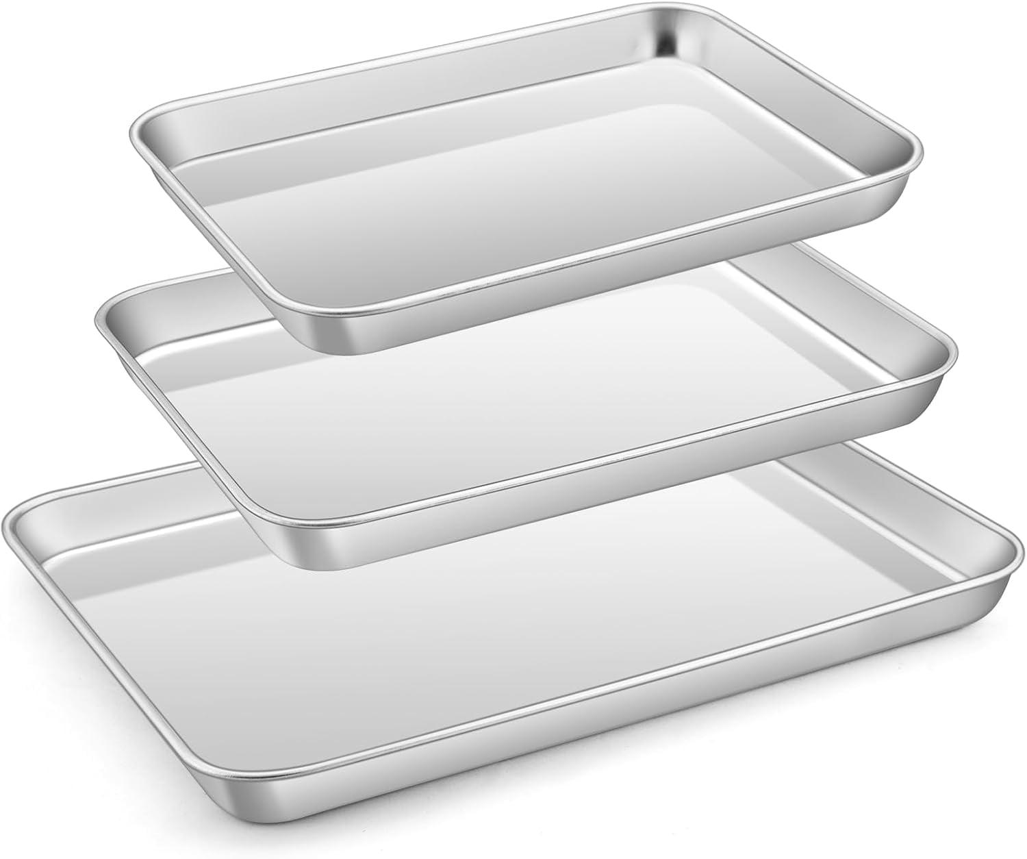 CozyNestFinds Stainless Steel Baking Sheet Set of 3, 12.4”/10.5” /9.4 ...