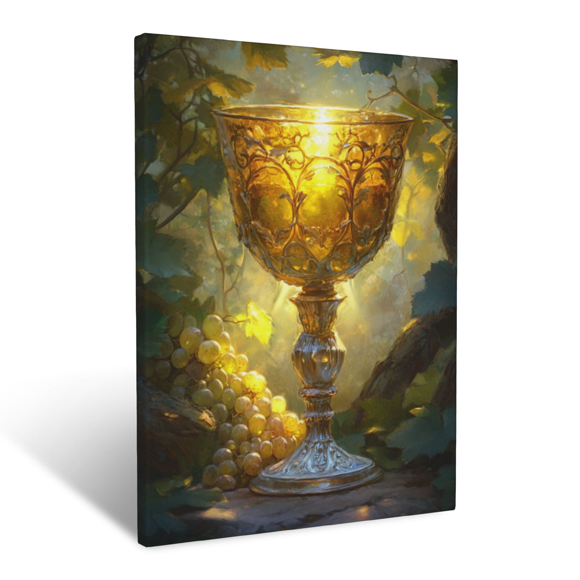 CozyNet A Bright Chalice Glowing With Grapevines Under Soft Divine ...