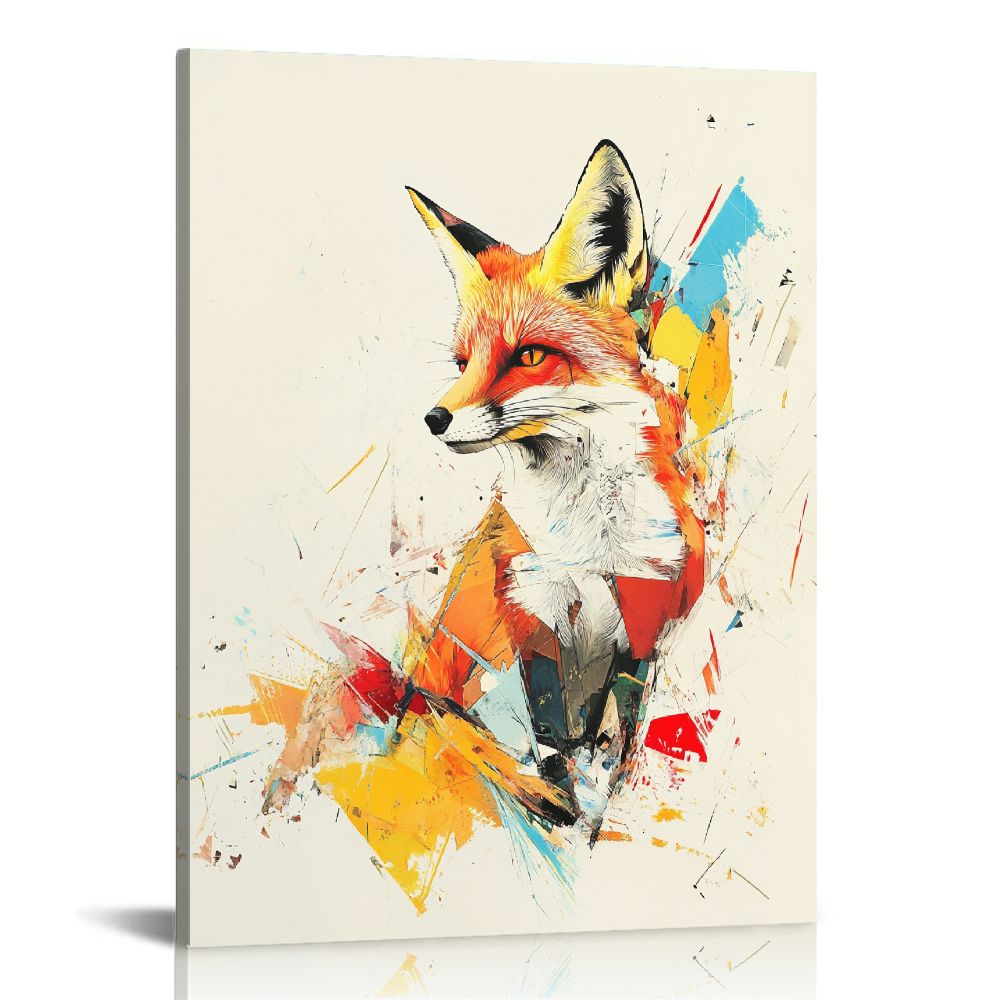 CozyNet A Deconstructed Fox with Fragmented Shapes Modern Wall Decor ...