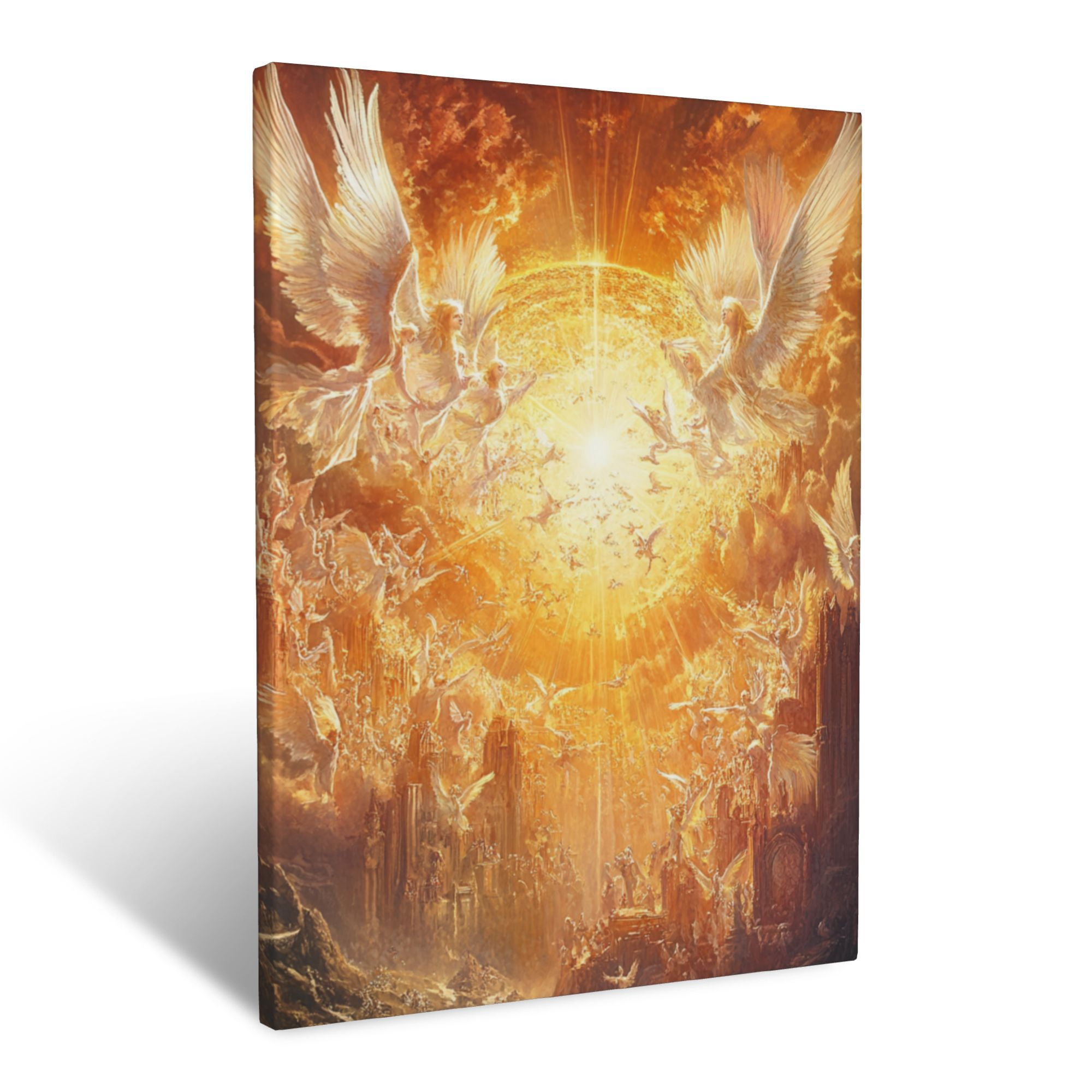 CozyNet A Depiction Of Glowing Angels Rejoicing Under A Golden Rainbow ...