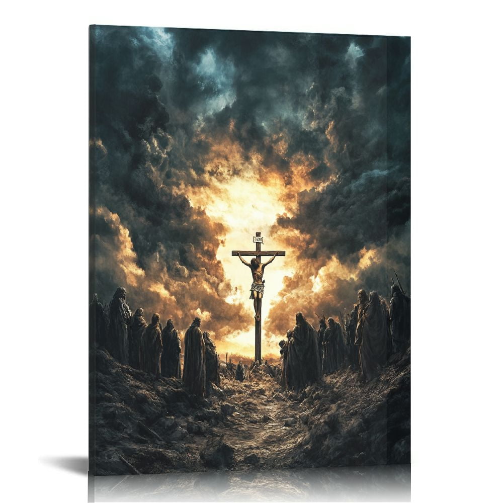 CozyNet A Detailed Depiction of the Crucifixion Scene with Jesus on the Cross Art Modern Canvas ...