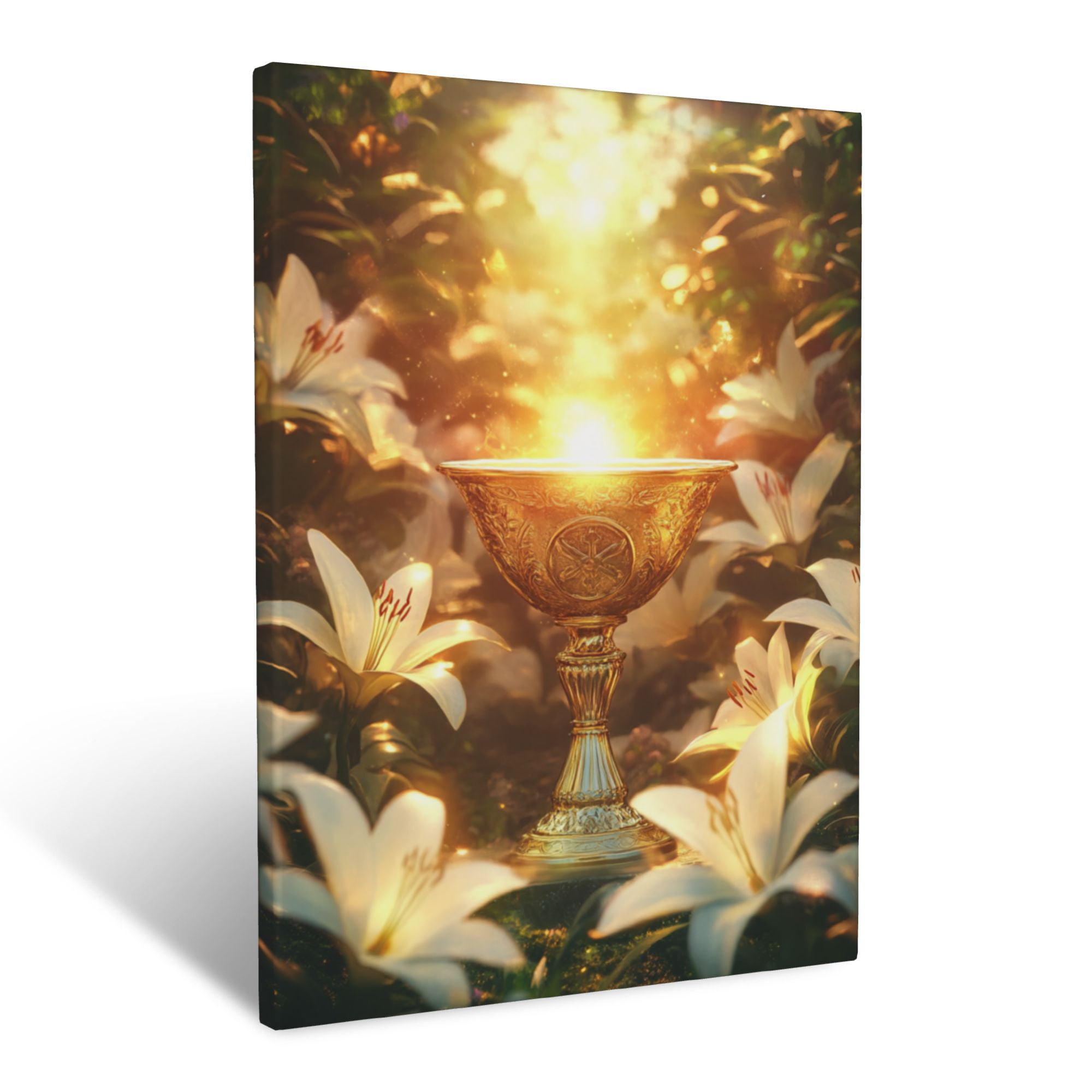 CozyNet A Glowing Chalice Resting On An Altar Surrounded By Lilies ...