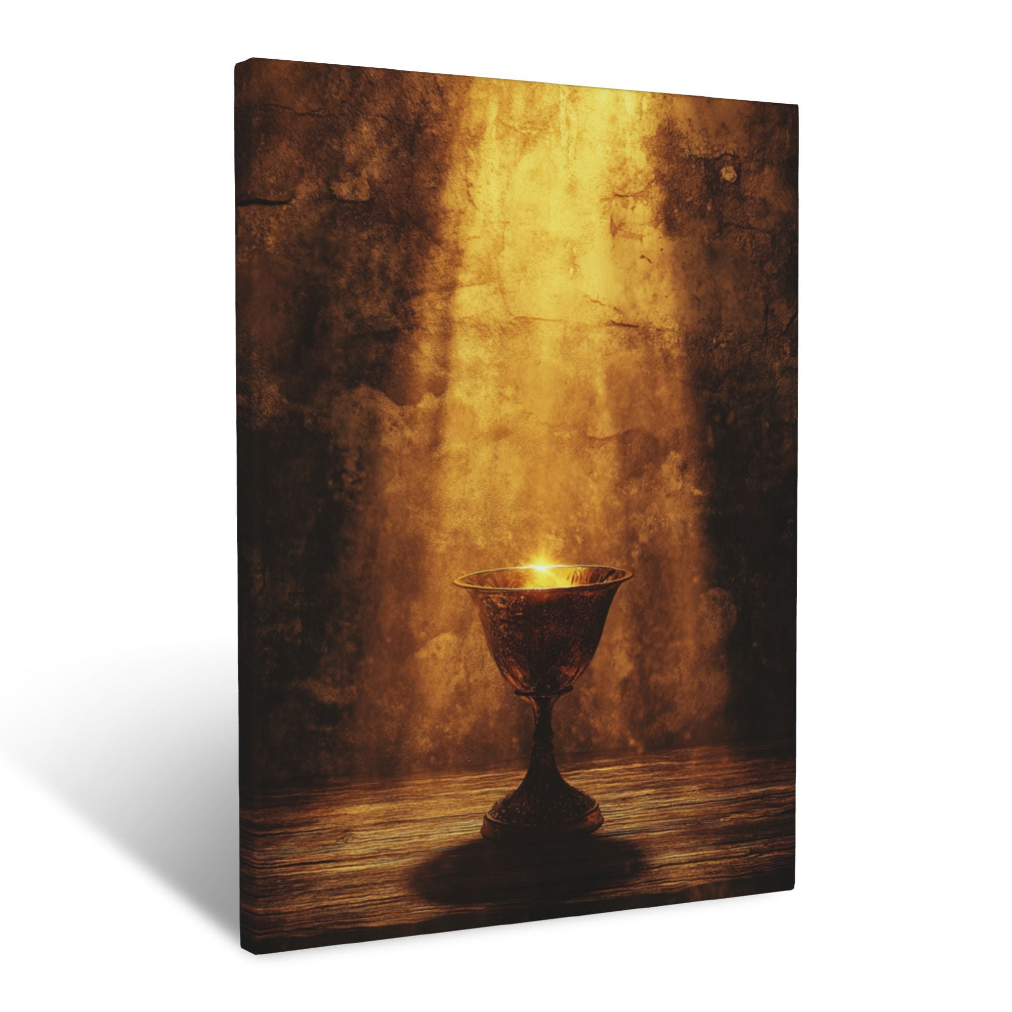 CozyNet A Glowing Chalice Resting On A Wooden Table Under Golden Beams ...